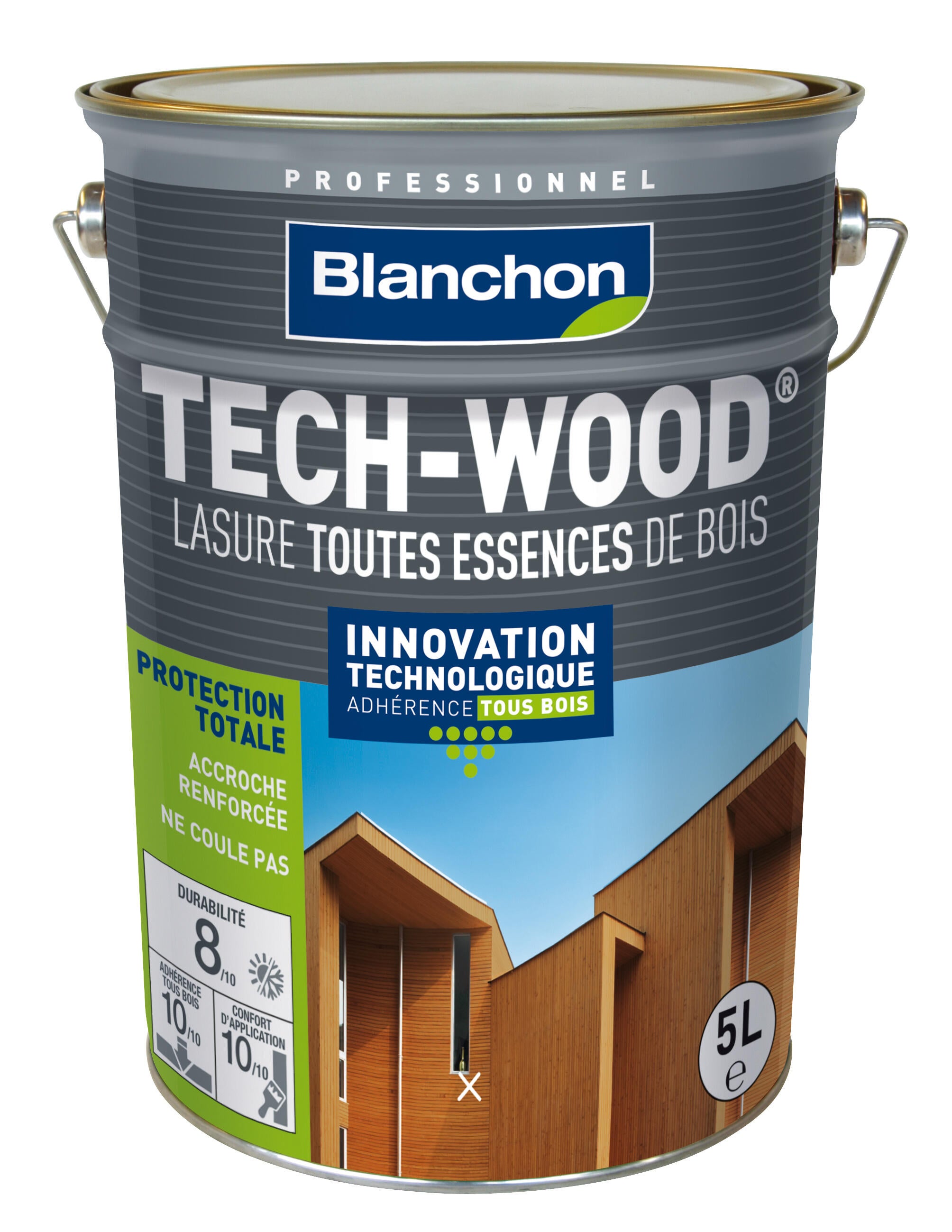 Lasure bois extérieurs verticaux bois grisé 5 L Tech-Wood® - BLANCHON ...