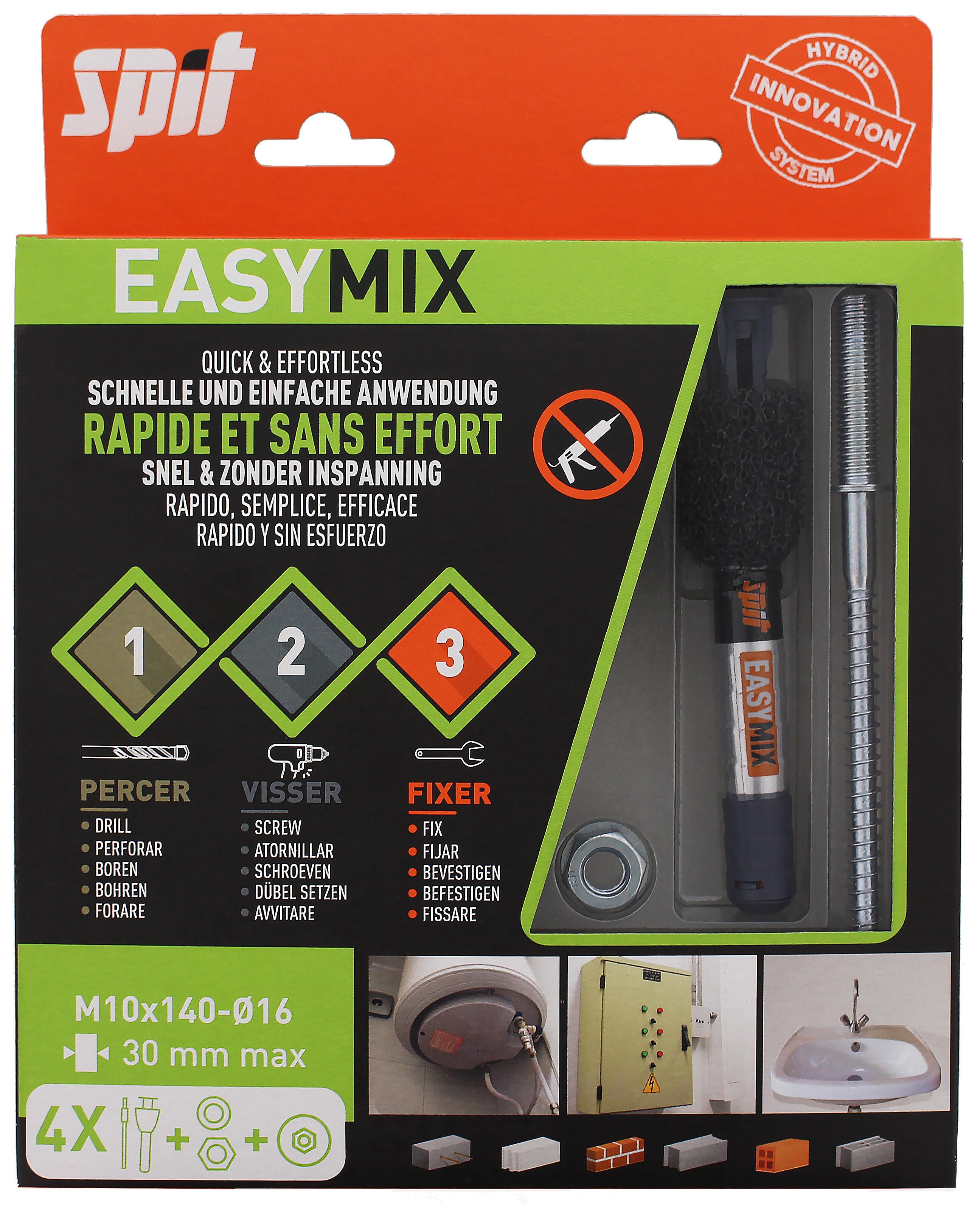 Pack scellement chimique easymix unidose m10 x4 - SPIT | Bricoman