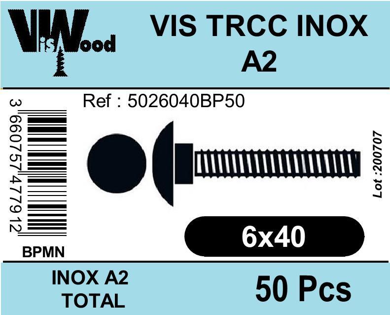 Vis bois inox A2 Diam.6 x 40 mm Boîte de 50 - VISWOOD | Bricoman