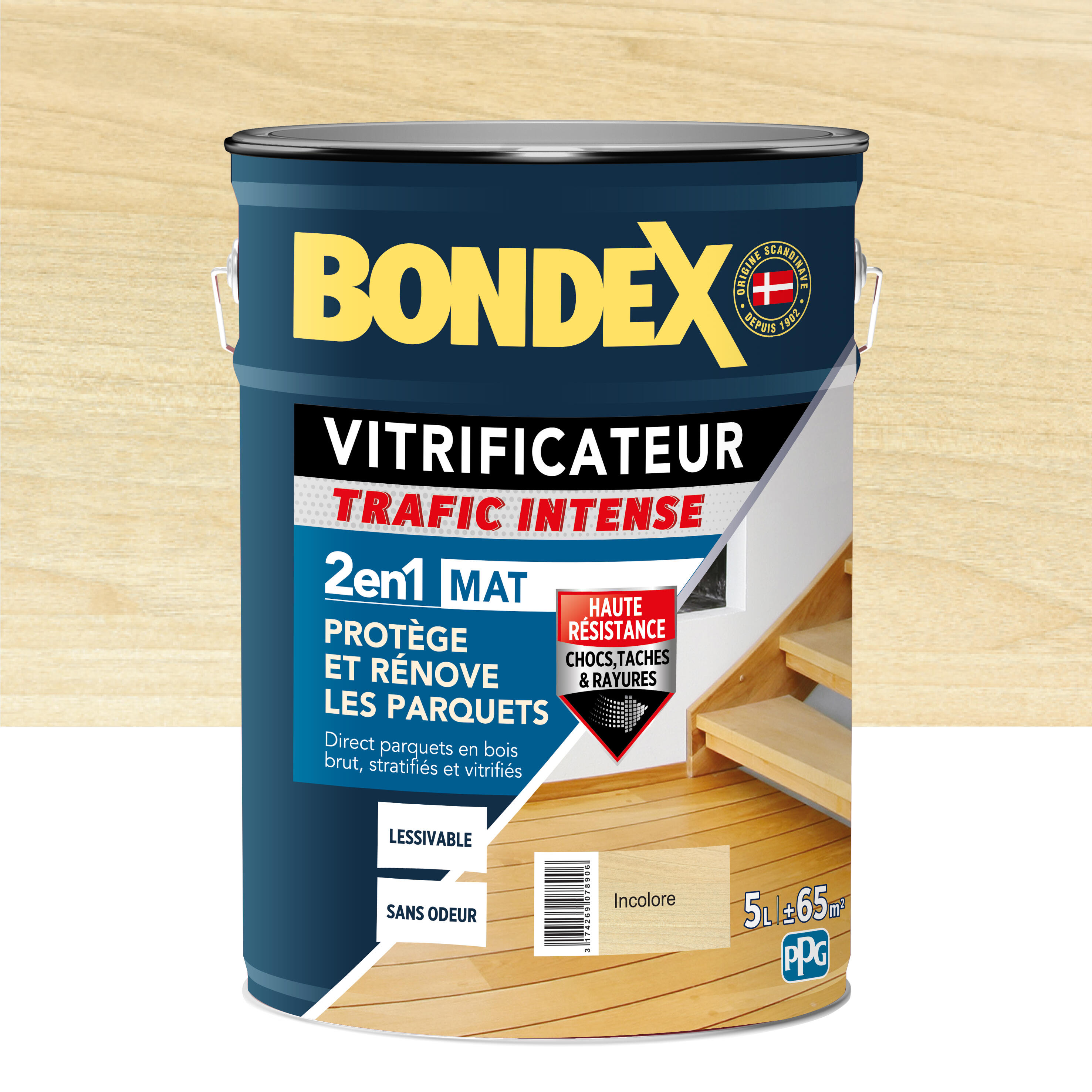 Vitrificateur parquet trafic intense mat incolore 5 L - BONDEX | Bricoman