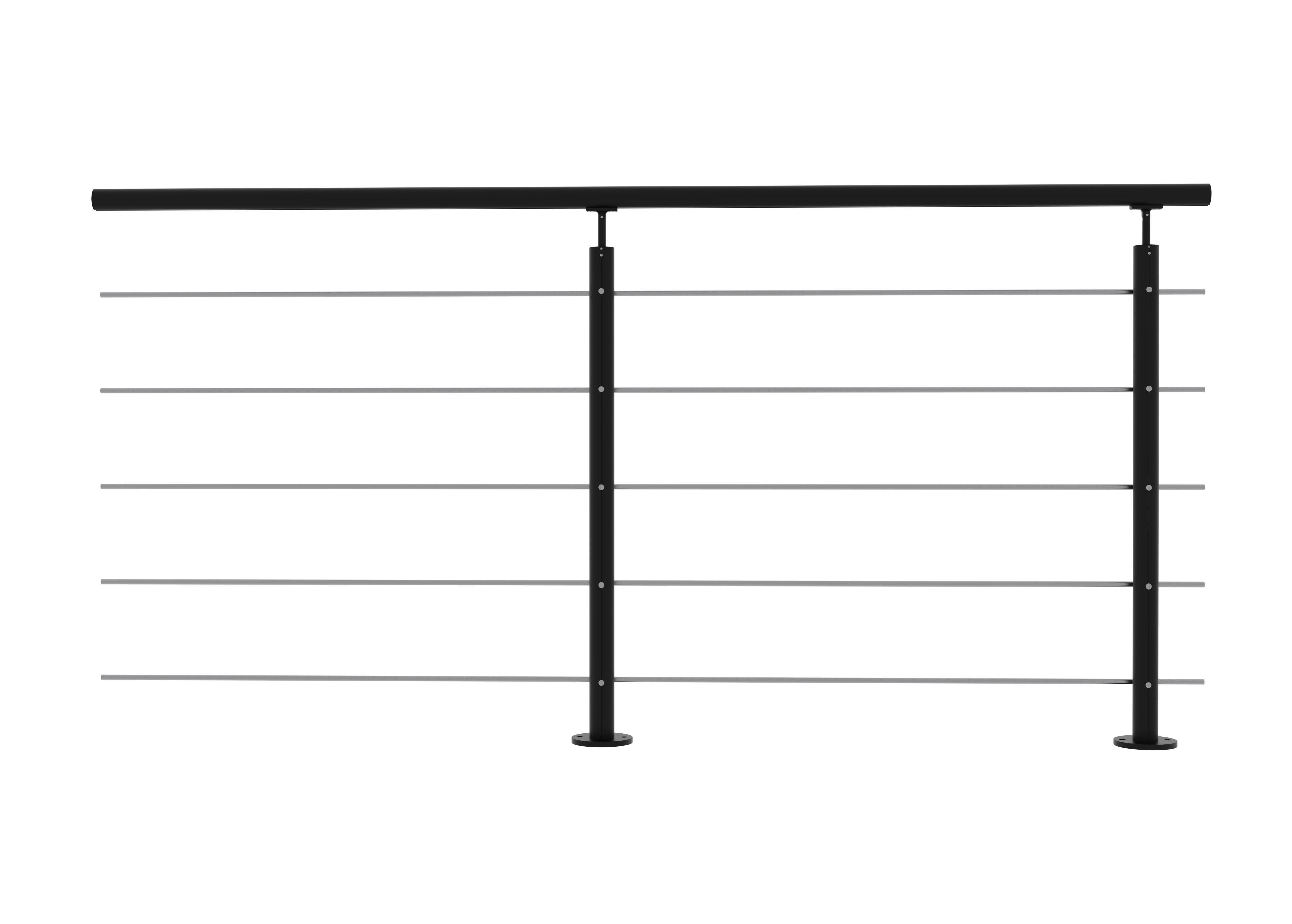 Garde corps intérieur et extérieur aluminium Long.2m noir fixation au ...