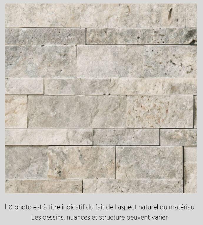 Pierre de travertin stoneskin silver l.15 x L.60 cm - | Bricoman