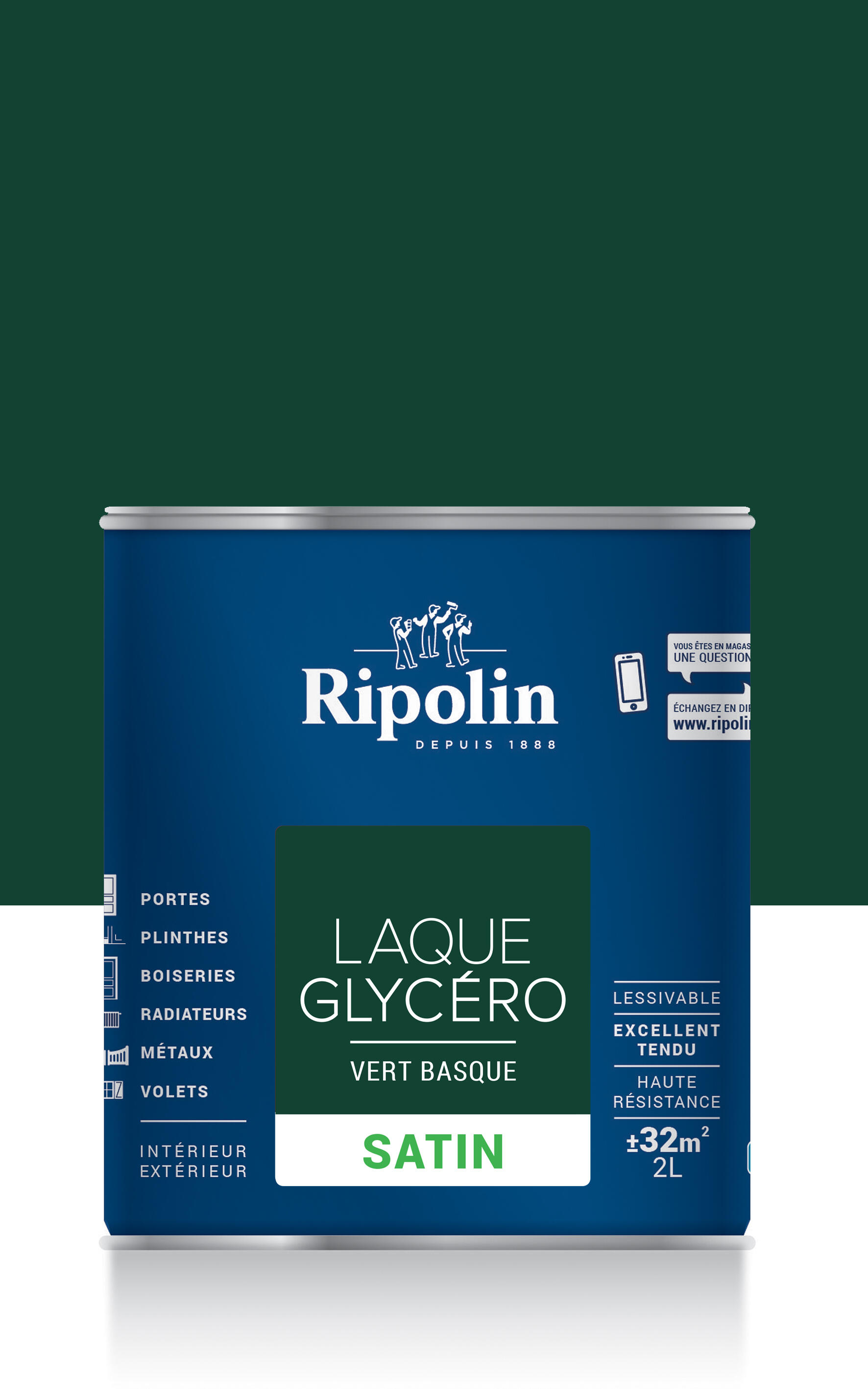 Peinture intérieure et extérieure multi-supports glycéro satin vert ...