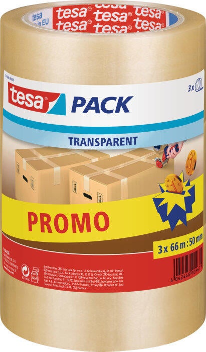 Lot de 3 adhésifs d'emballage transparent 66 X 50mm - TESA | Tecnomat ...