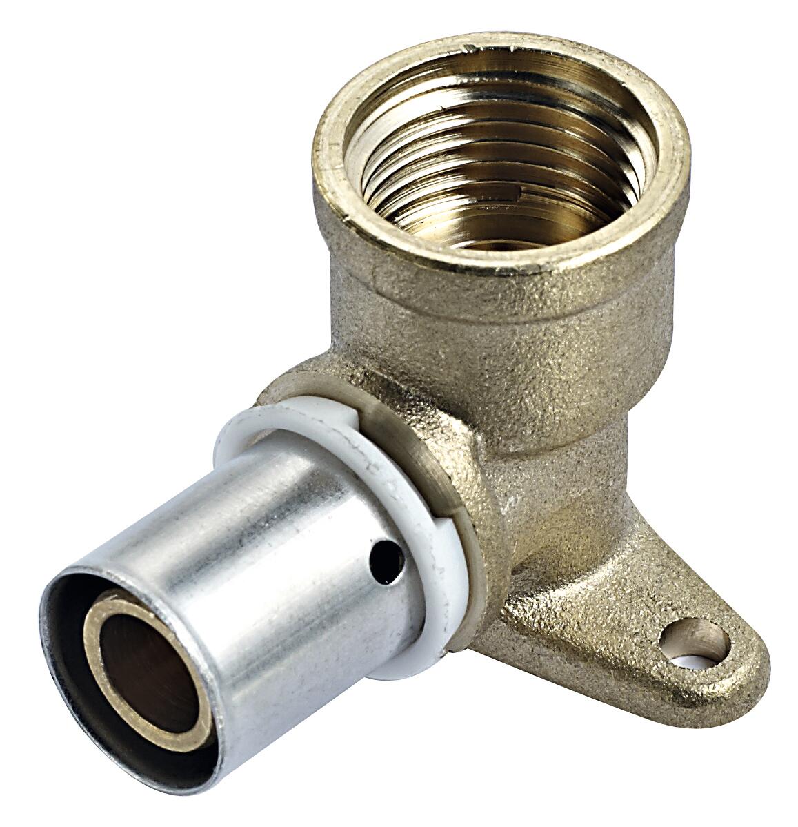 Raccord coude applique femelle F.15X21(1/2'') PER à sertir Diam.16 mm - COMAP | Bricoman