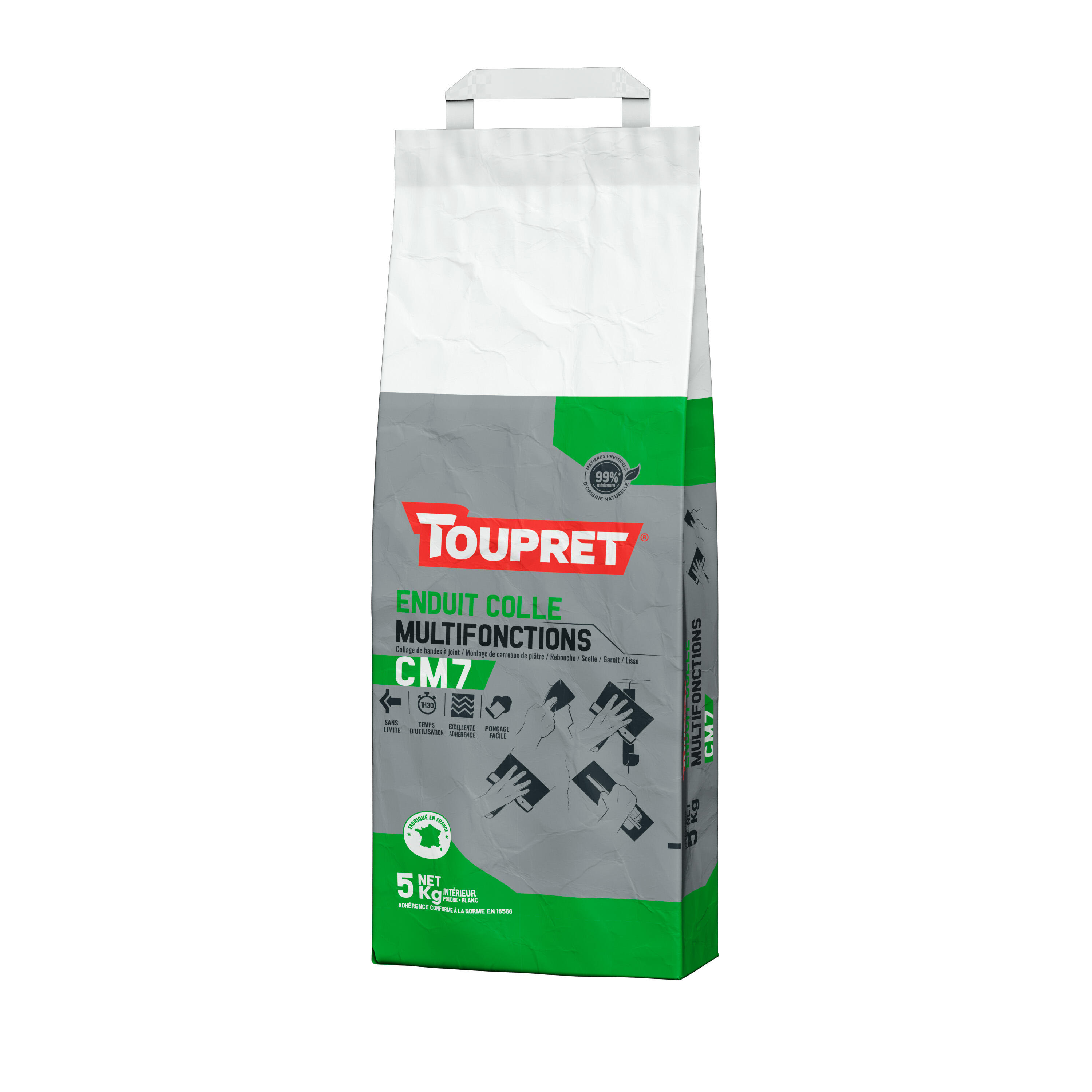 Enduit multi-usages en poudre intérieur 5 kg - CM7 TOUPRET | Bricoman