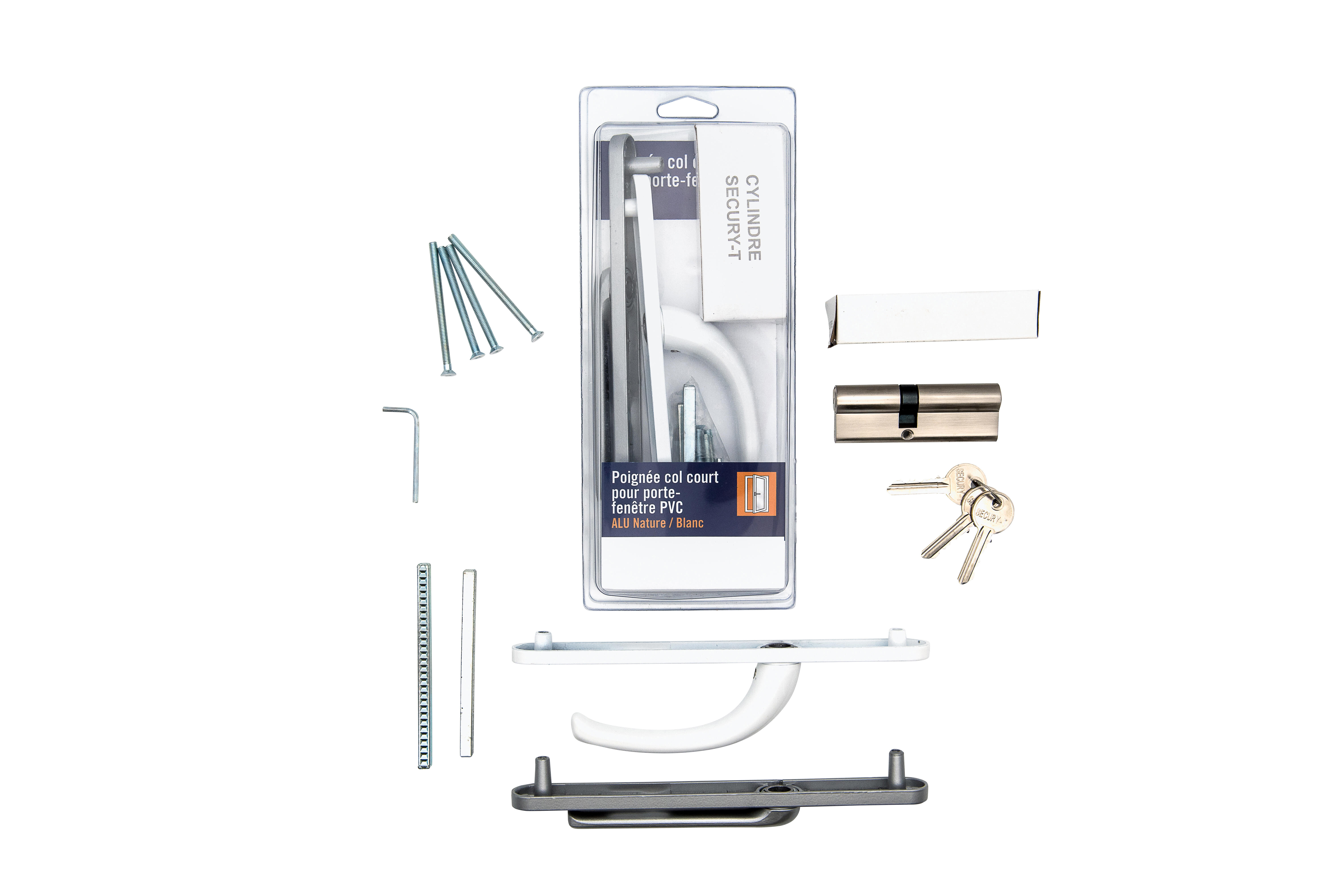 Béquille porte-fenêtre col court inox blanc - SOPROFEN | Bricoman