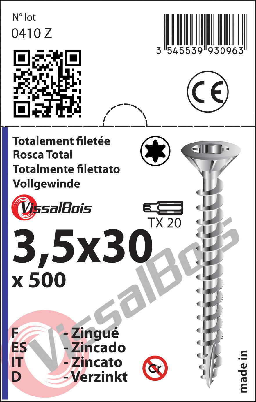 Vis bois 3.5X30 Torx 500 PCS | Bricoman