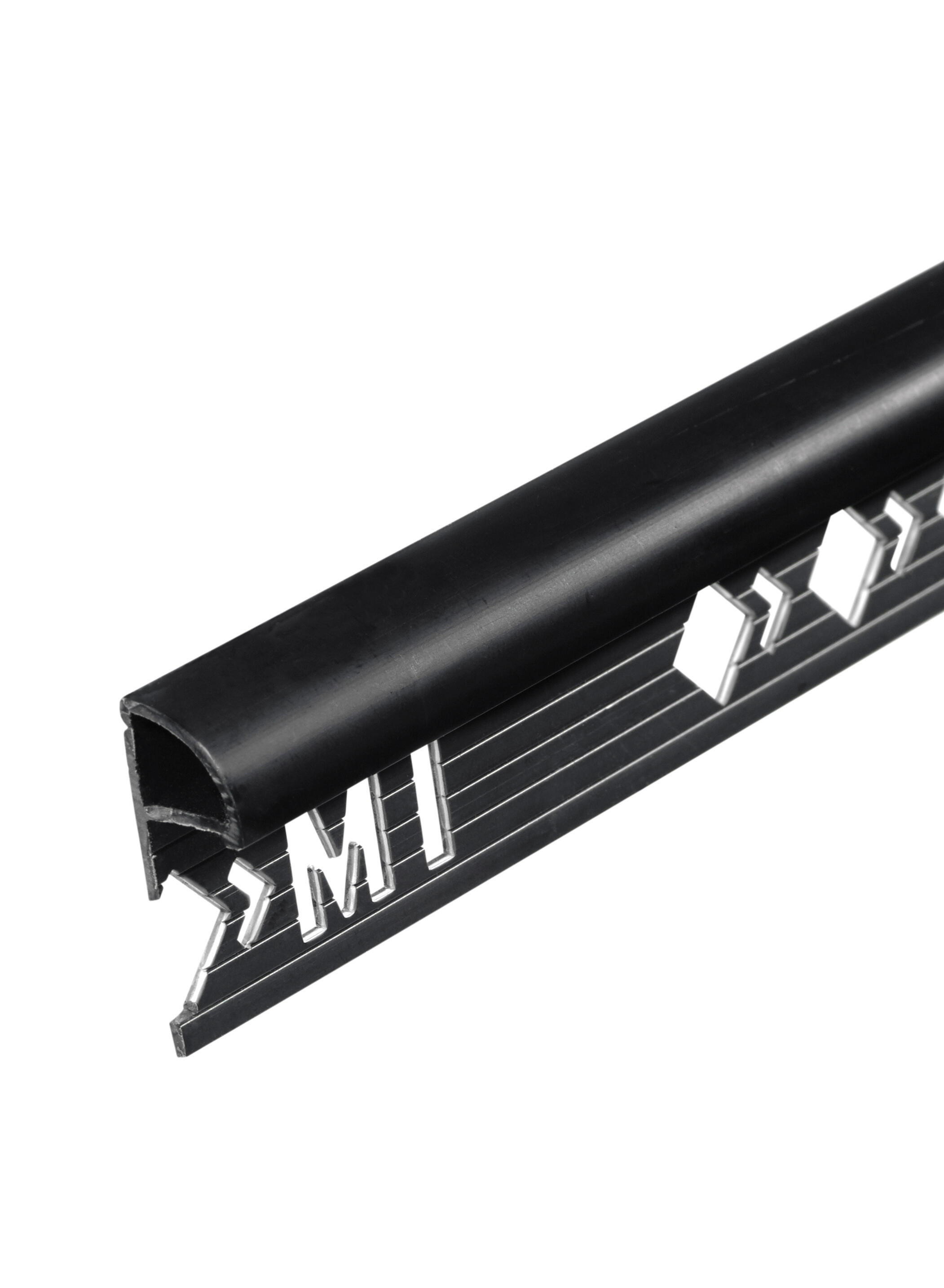 Profilé de finition carrelage 1/4 de rond fermé Ep.8 mm PVC satiné noir ...