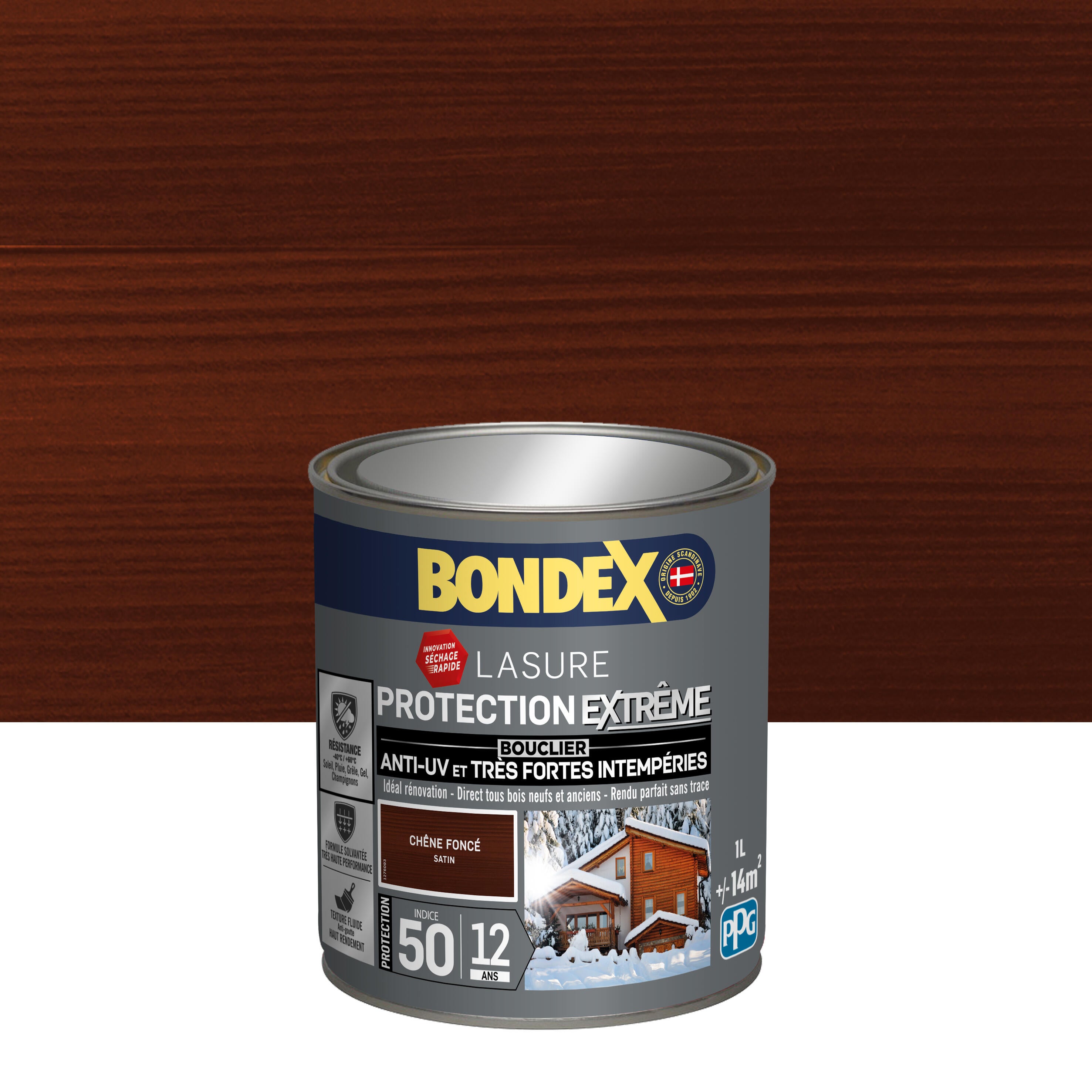 Lasure protection extrême 12 ans chêne foncé 1 L - BONDEX | Bricoman