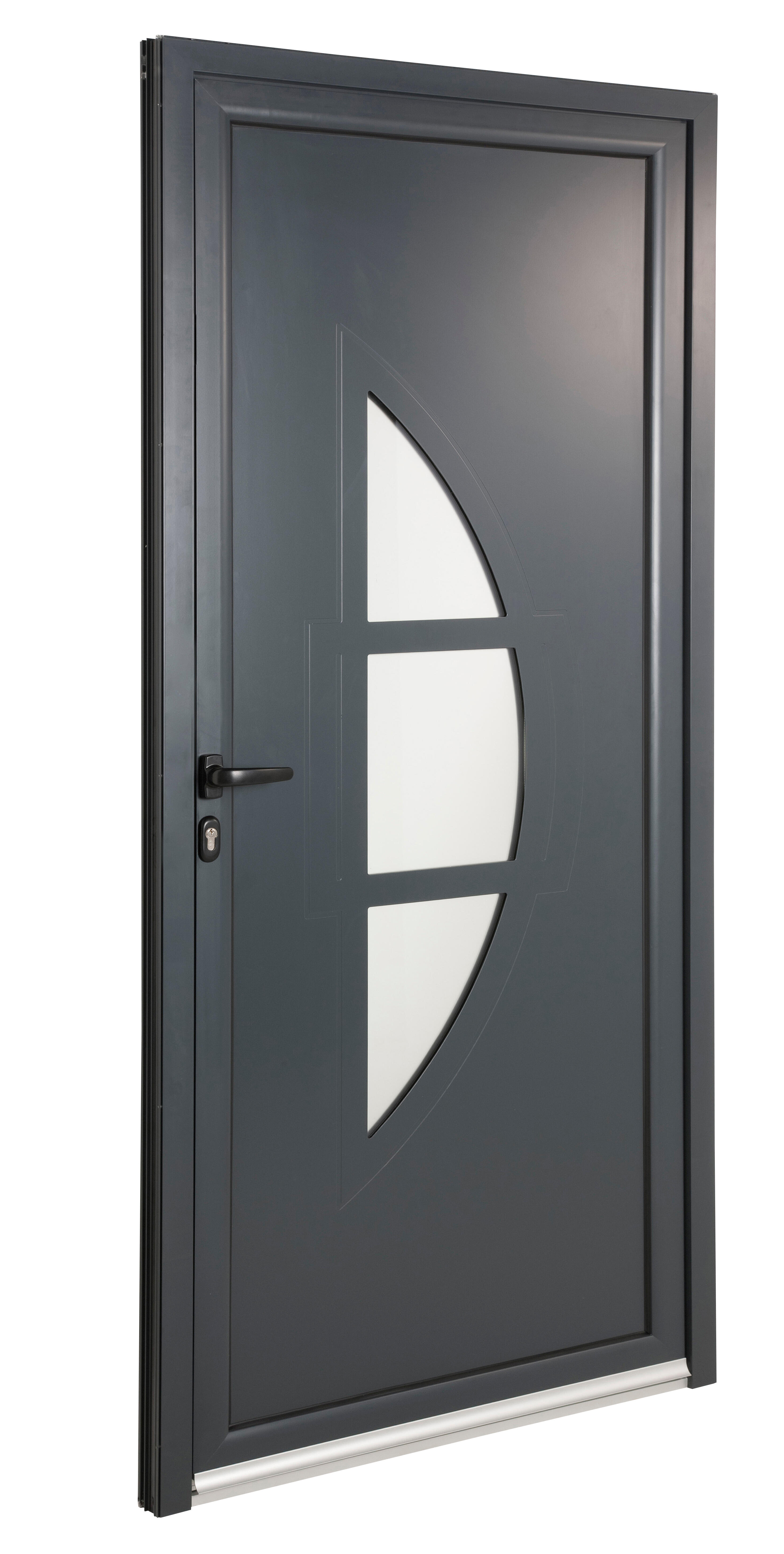 Porte d’entrée aluminium gris poussant gauche H.215 x l.90 cm Vénésia ...