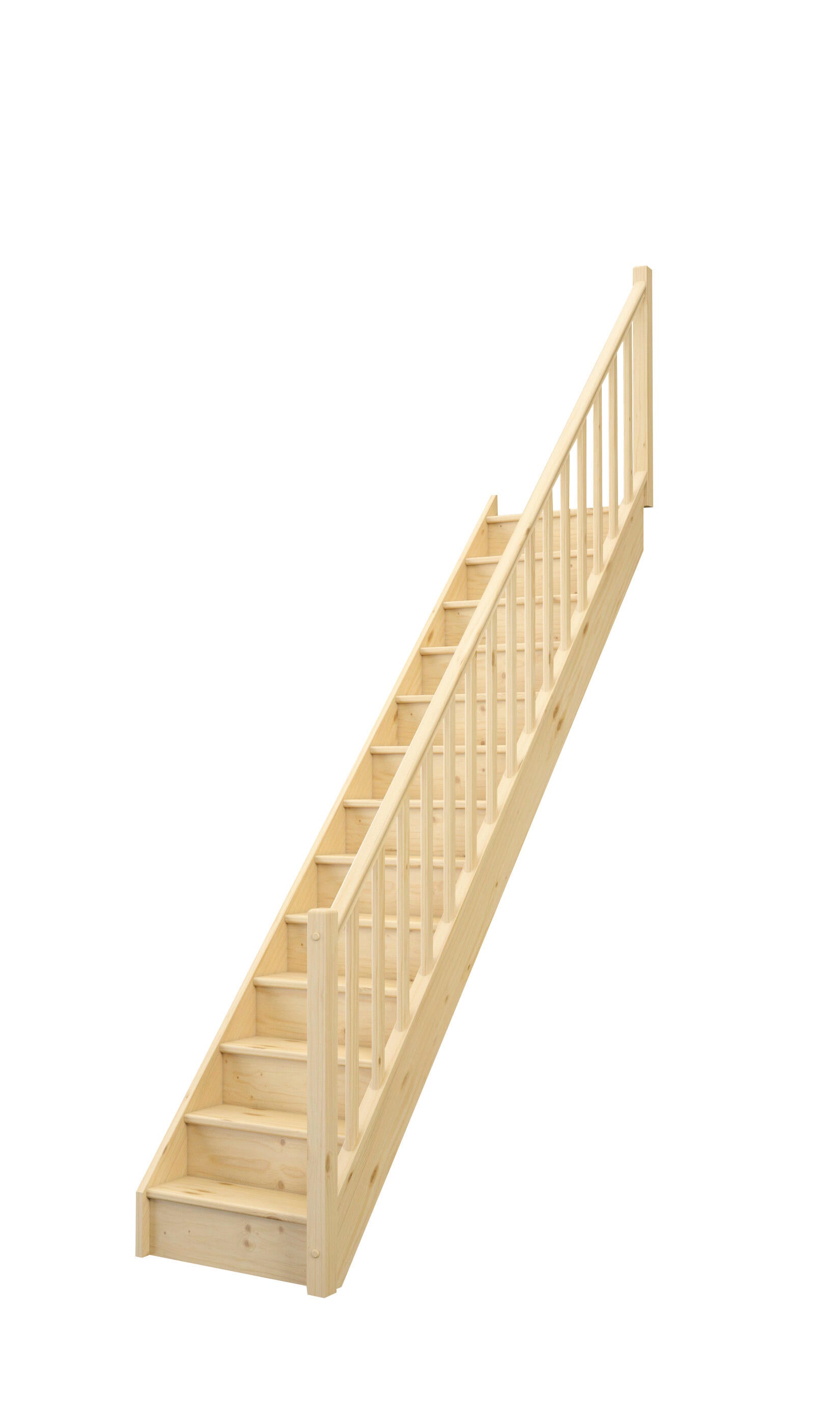 Escalier sapin droit rampe fuseaux à droite avec contre-marches - GIMM ...