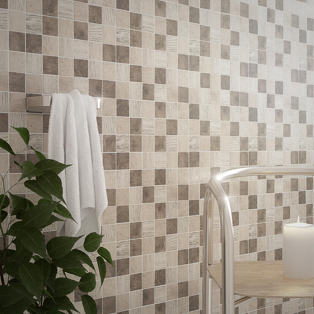 Mosaïque 30x30 cm aspect bois gris | Bricoman