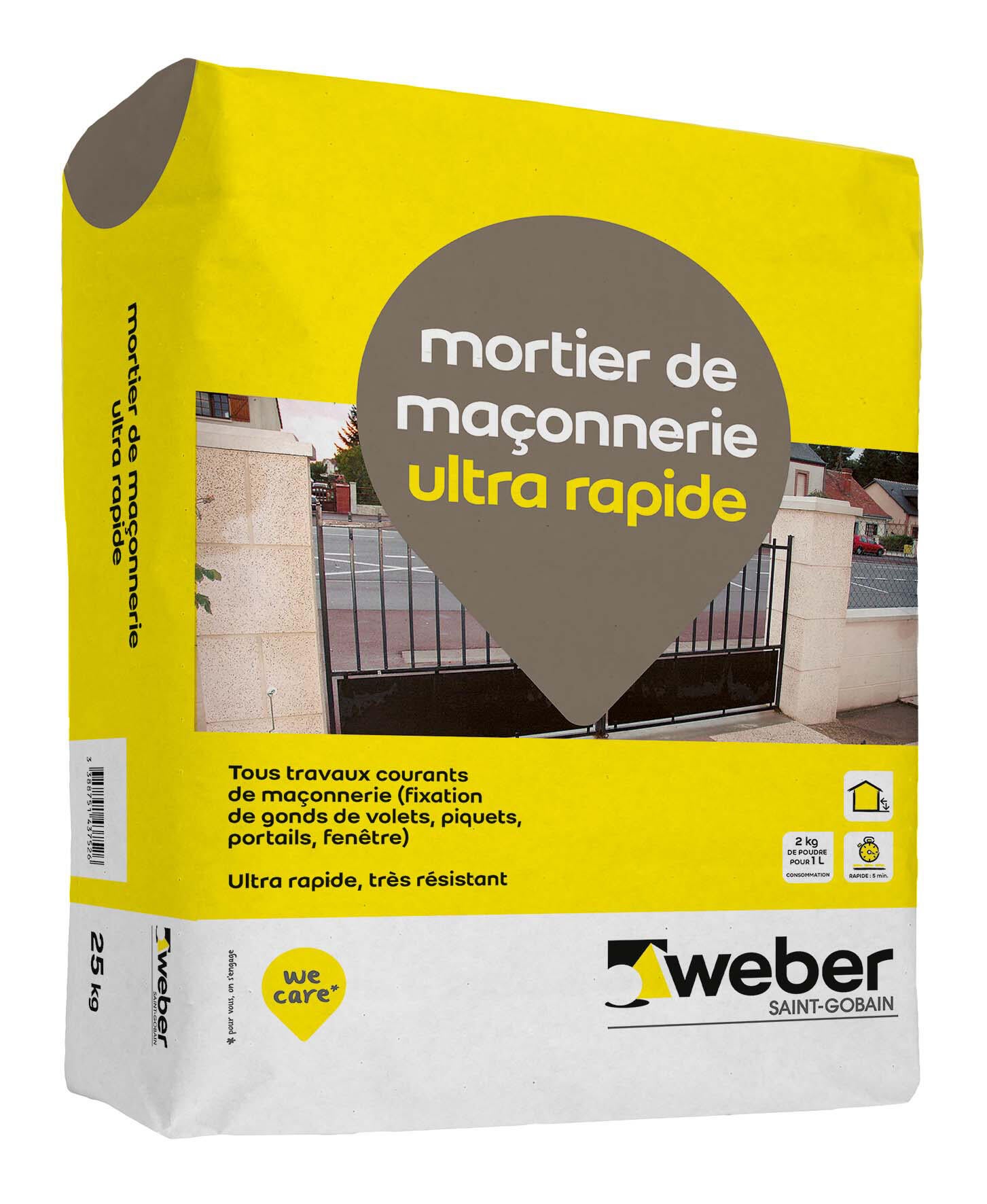 Mortier maconnerie rapide weber 25 kg | Bricoman