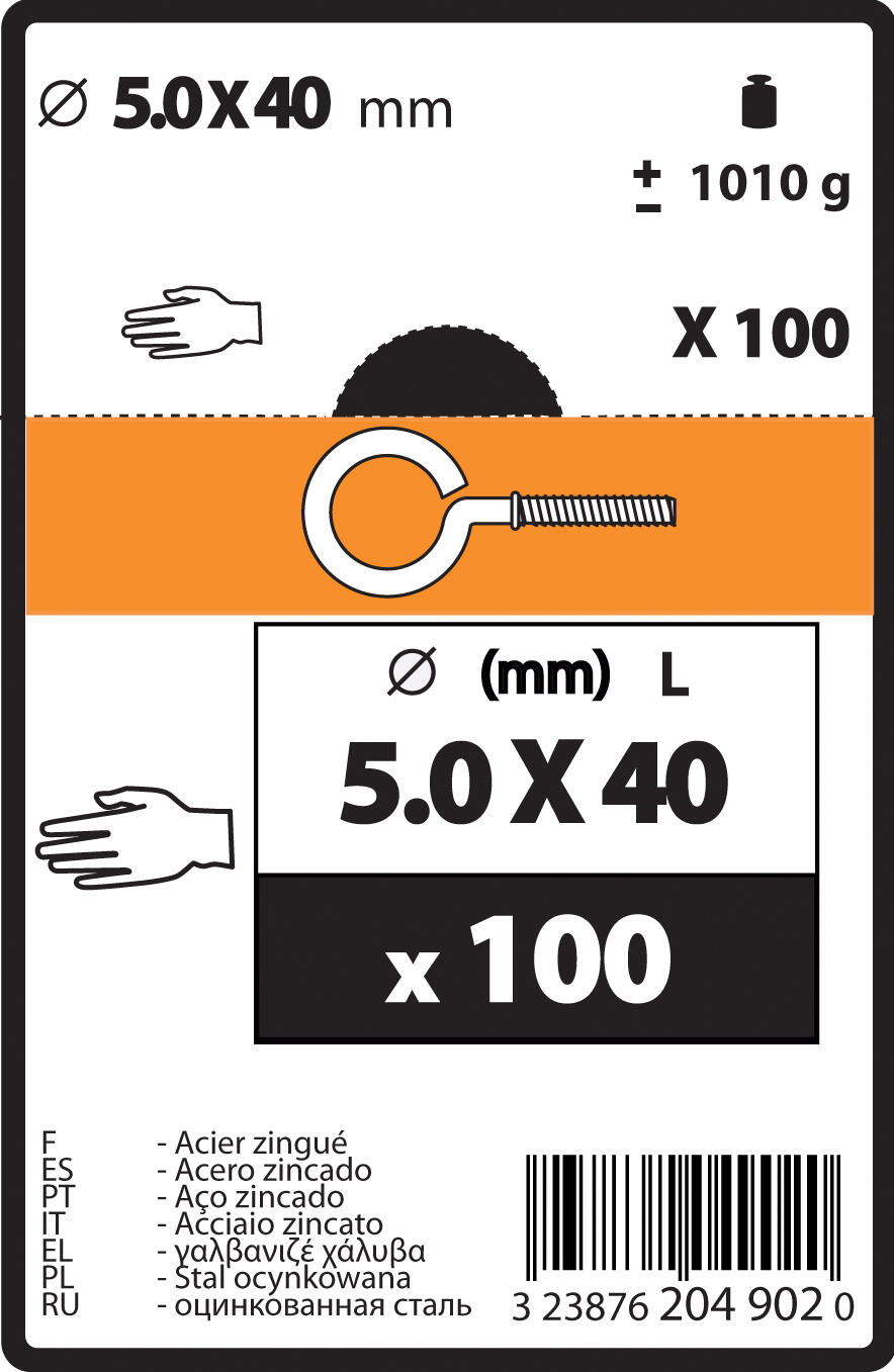 100 pitons a vis acier zingue 5.0x40 | Bricoman