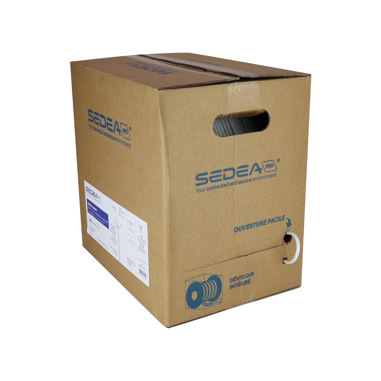 Câble réseau Ethernet U/UTP Cat. 6 - 305 mètres - 4 Paires (70m max ...