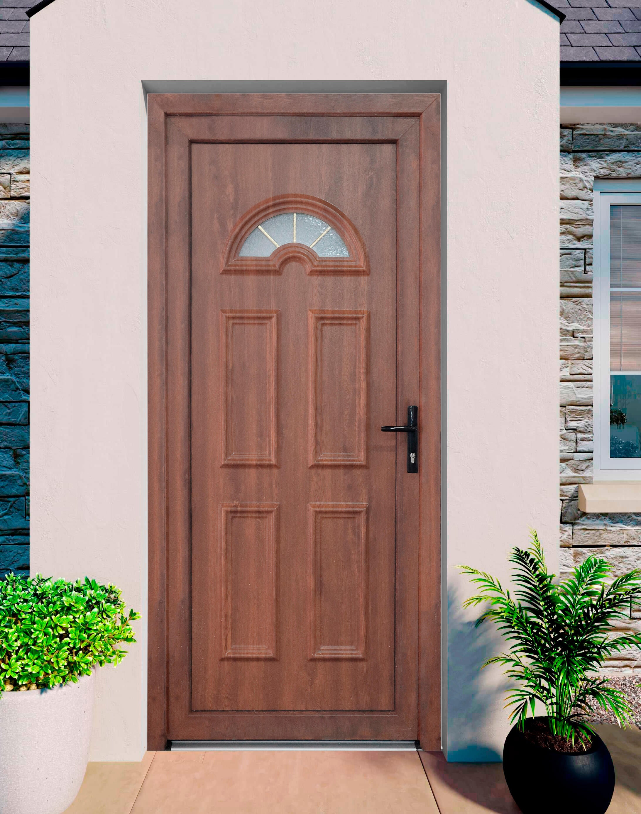 Puerta de entrada pvc Ibiza roble izquierda de 208x98 cm | Leroy Merlin