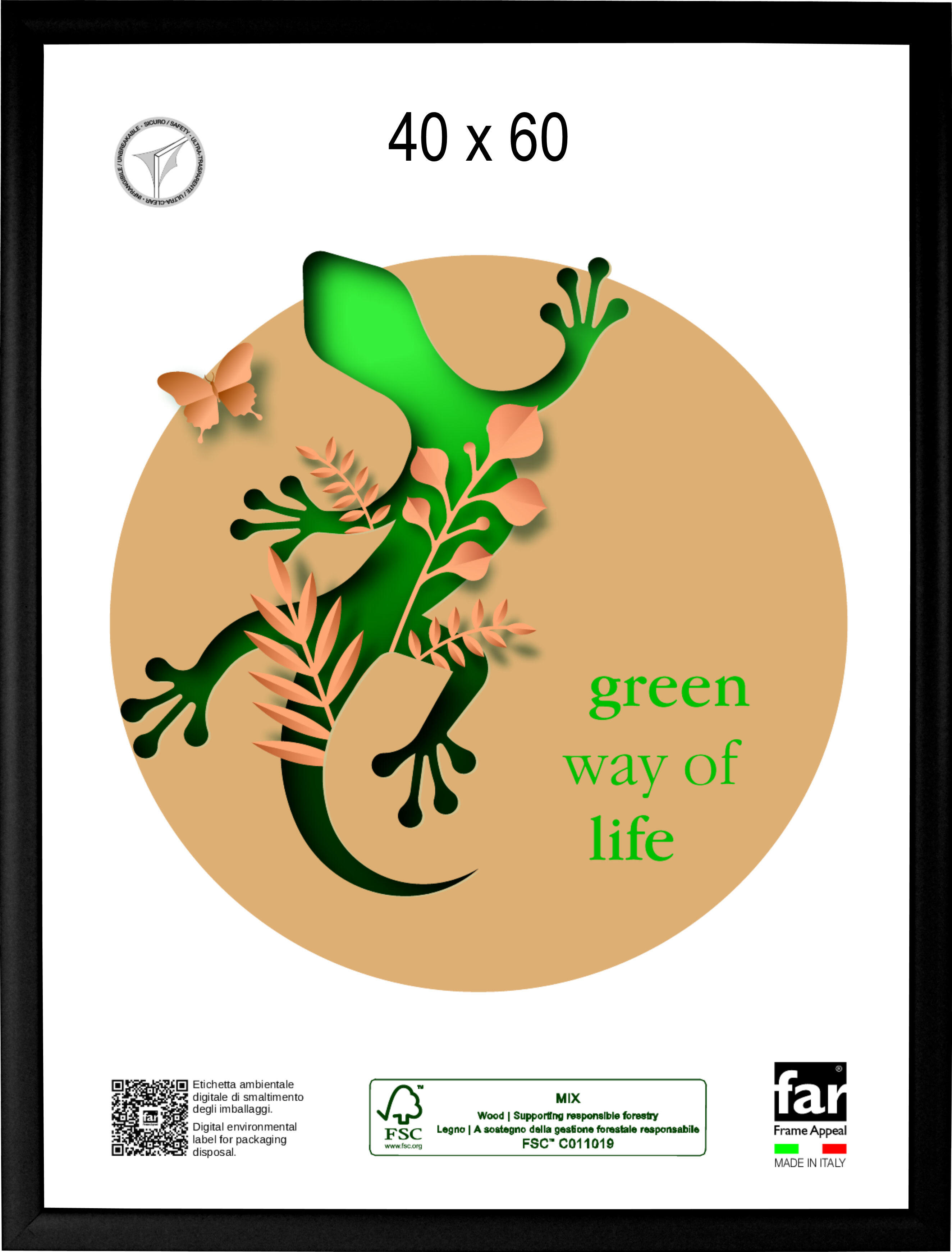 Cornice 40x60 cm in legno nero Cornice Carol | Leroy Merlin