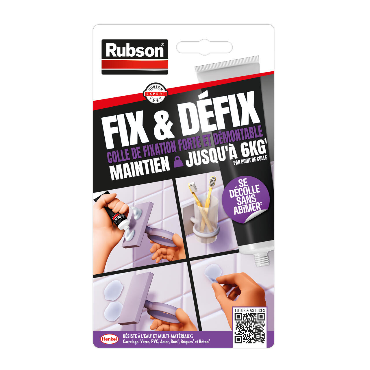 Colle de fixation pâte MS polymère Fix & défix RUBSON, 44 g transparent ...