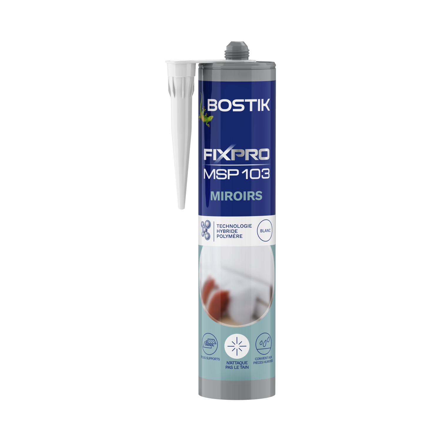 Colle de fixation gel MS polymère Miroirs fixpro msp 103 BOSTIK, 290ml blanc | Leroy Merlin