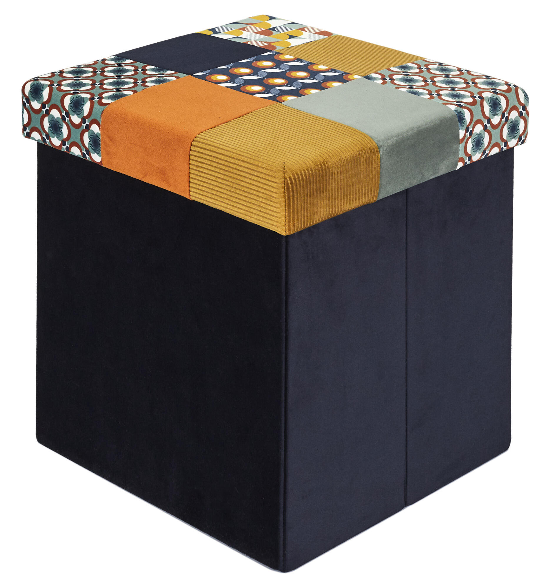 Puff plegable Patchwork 38x38x38 cm | Leroy Merlin