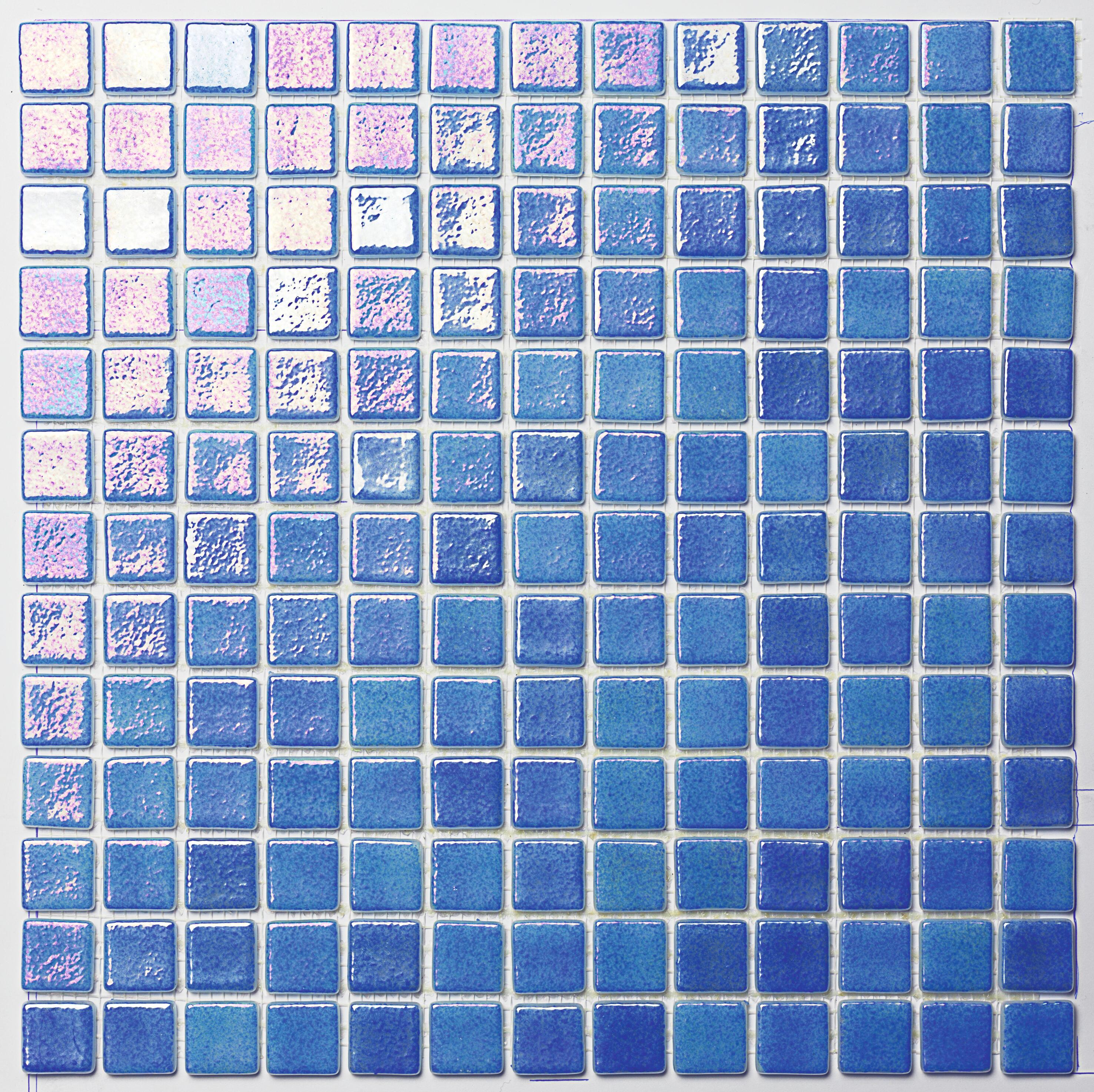 Azulejo mosaico vidrio Iris Medium efecto color plano azul 31.6x31.6 cm ...