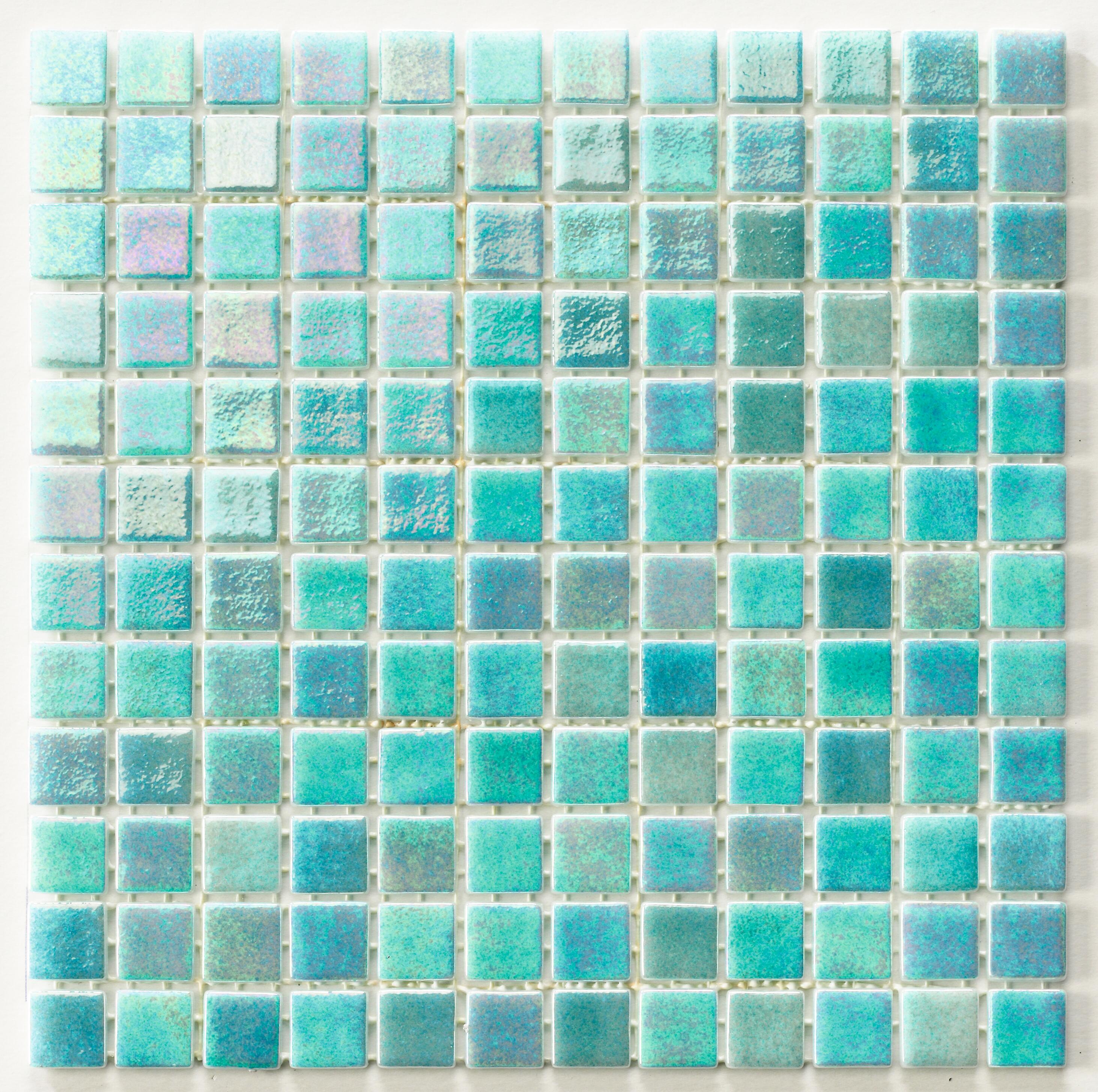 Azulejo mosaico vidrio Iris Saphire efecto color plano verde 31.6x31.6 ...
