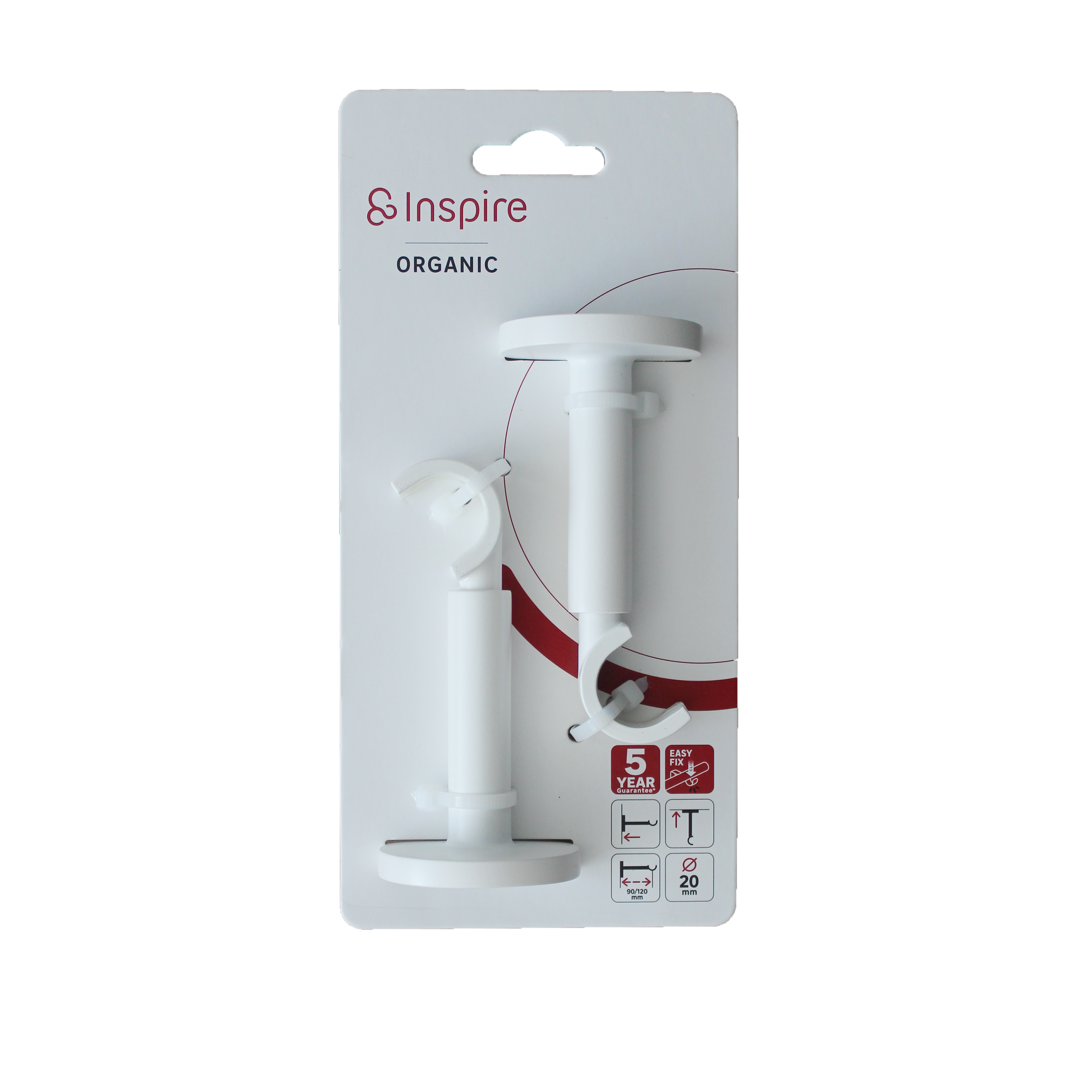 Support tringle à rideau Organic, 20 mm blanc INSPIRE | Leroy Merlin