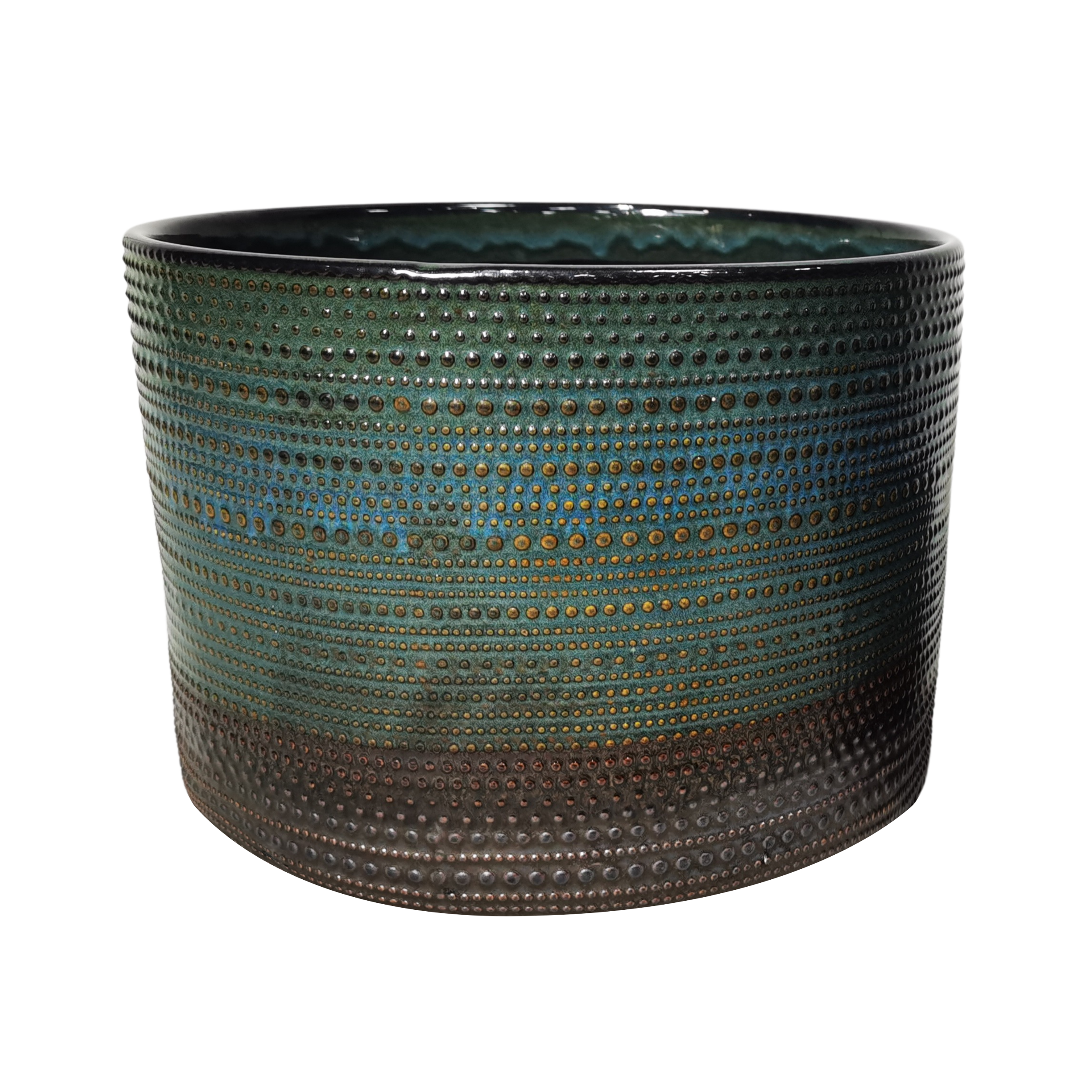 Osłonka doniczki ceramiczna Tresillo 14cm zielona DHG - Leroy Merlin