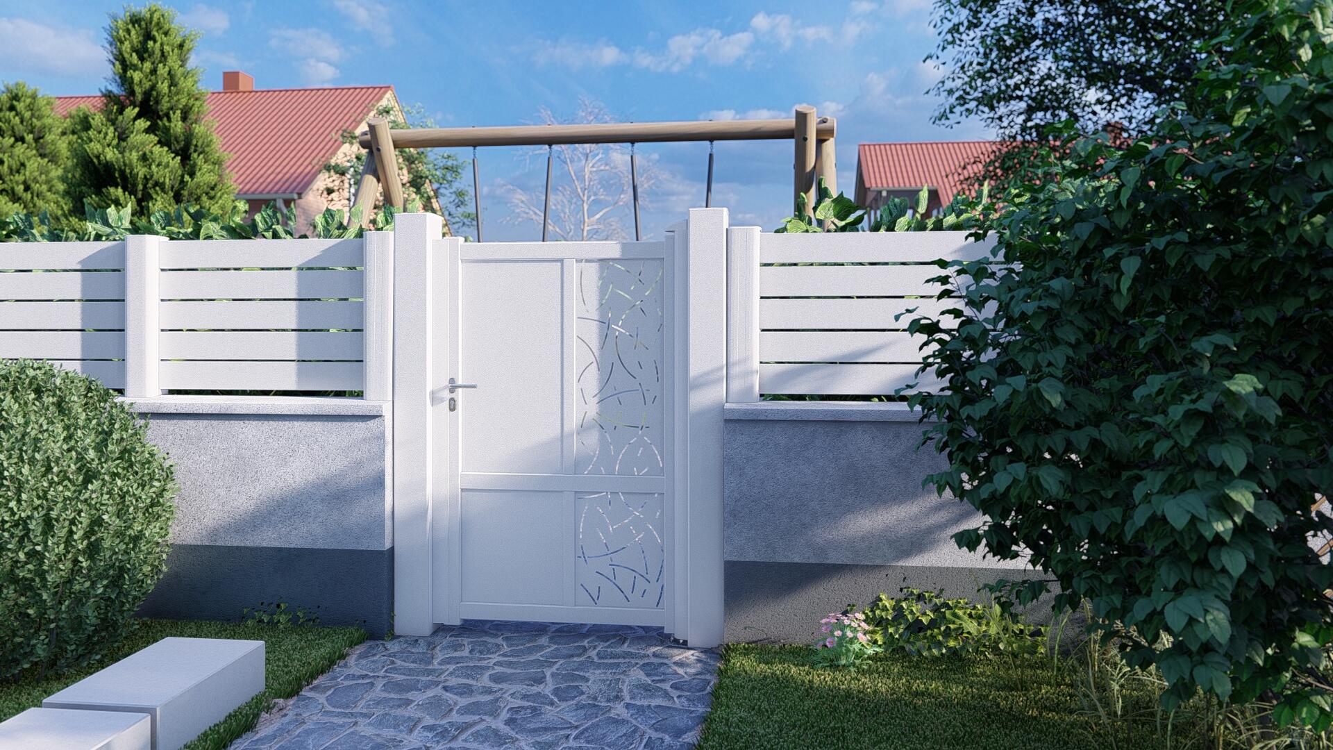 Portillon battant aluminium Arnold blanc COFRECO, l.98,5 x H.160 cm ...