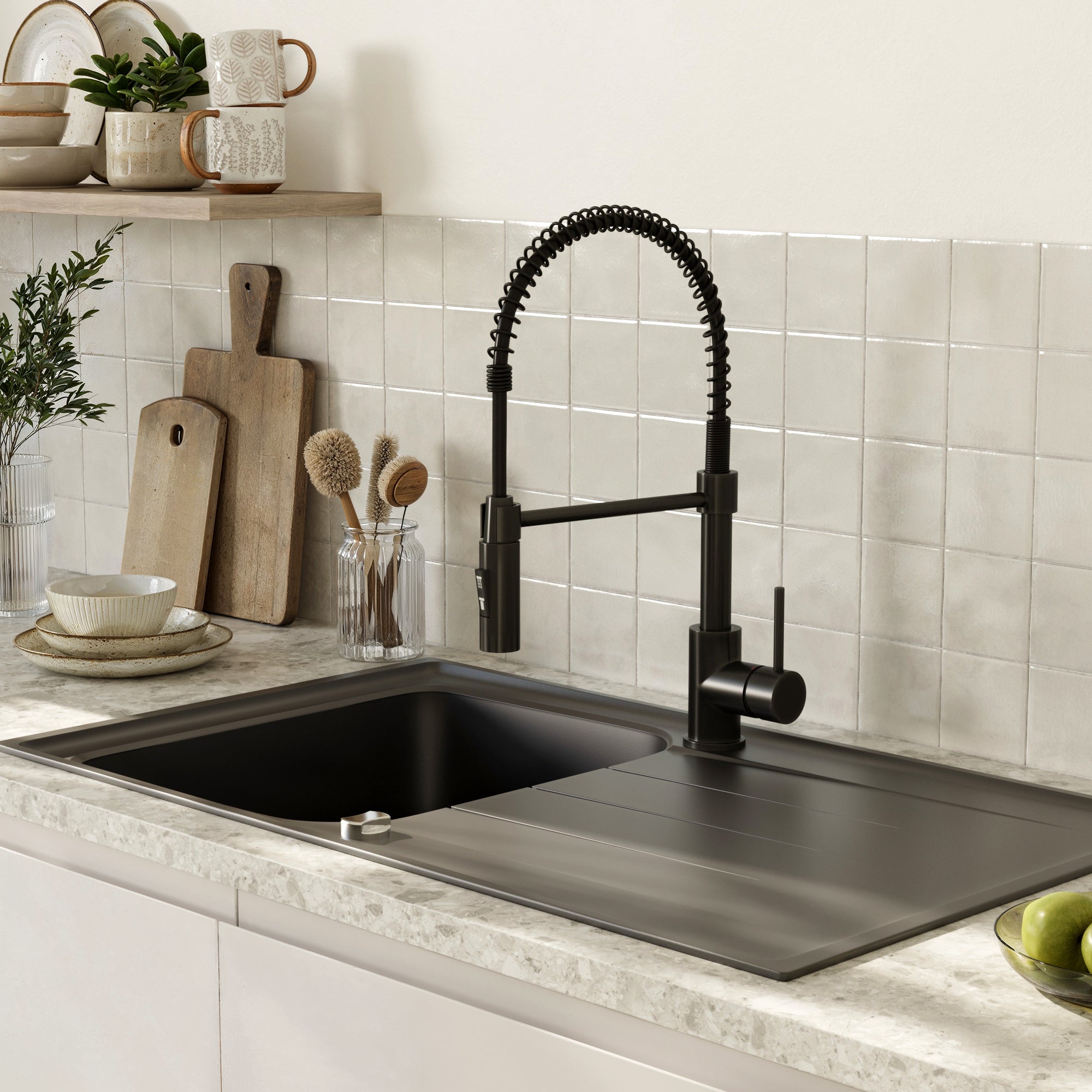 Ensemble Evier Elbe Noir et Mitigeur de Cuisine Delinia Tomas Noir ...