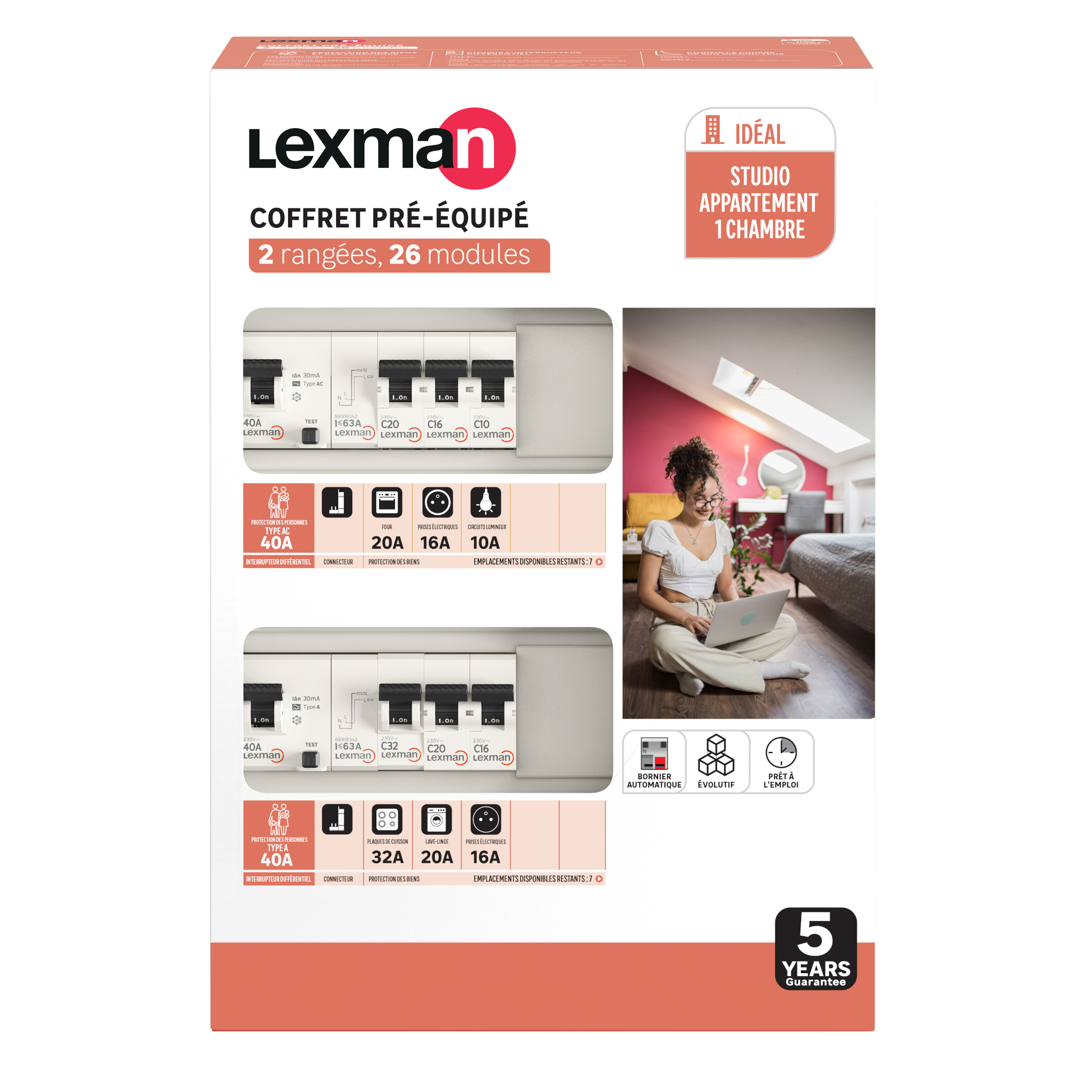 Tableau électrique pré-équipé et précâblé LEXMAN 2 rangées 26 modules ...