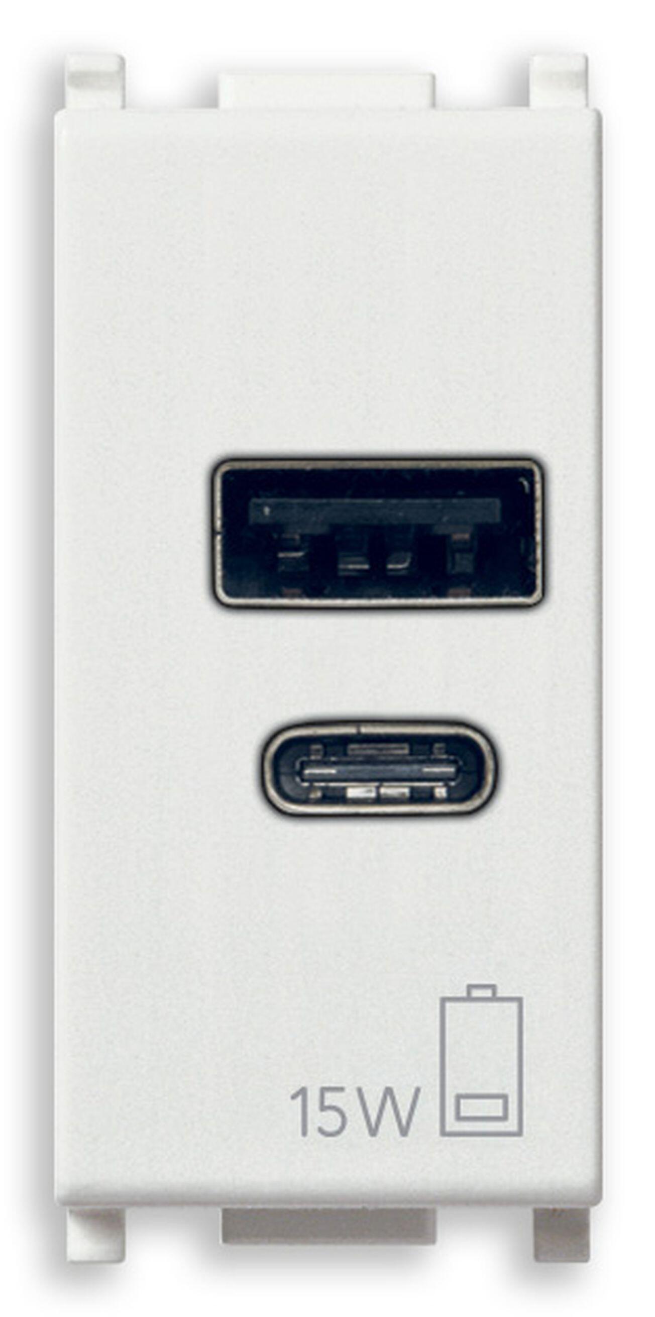 Presa di alimentazione USB A, USB C Plana VIMAR 3.1 A, colore bianco ...