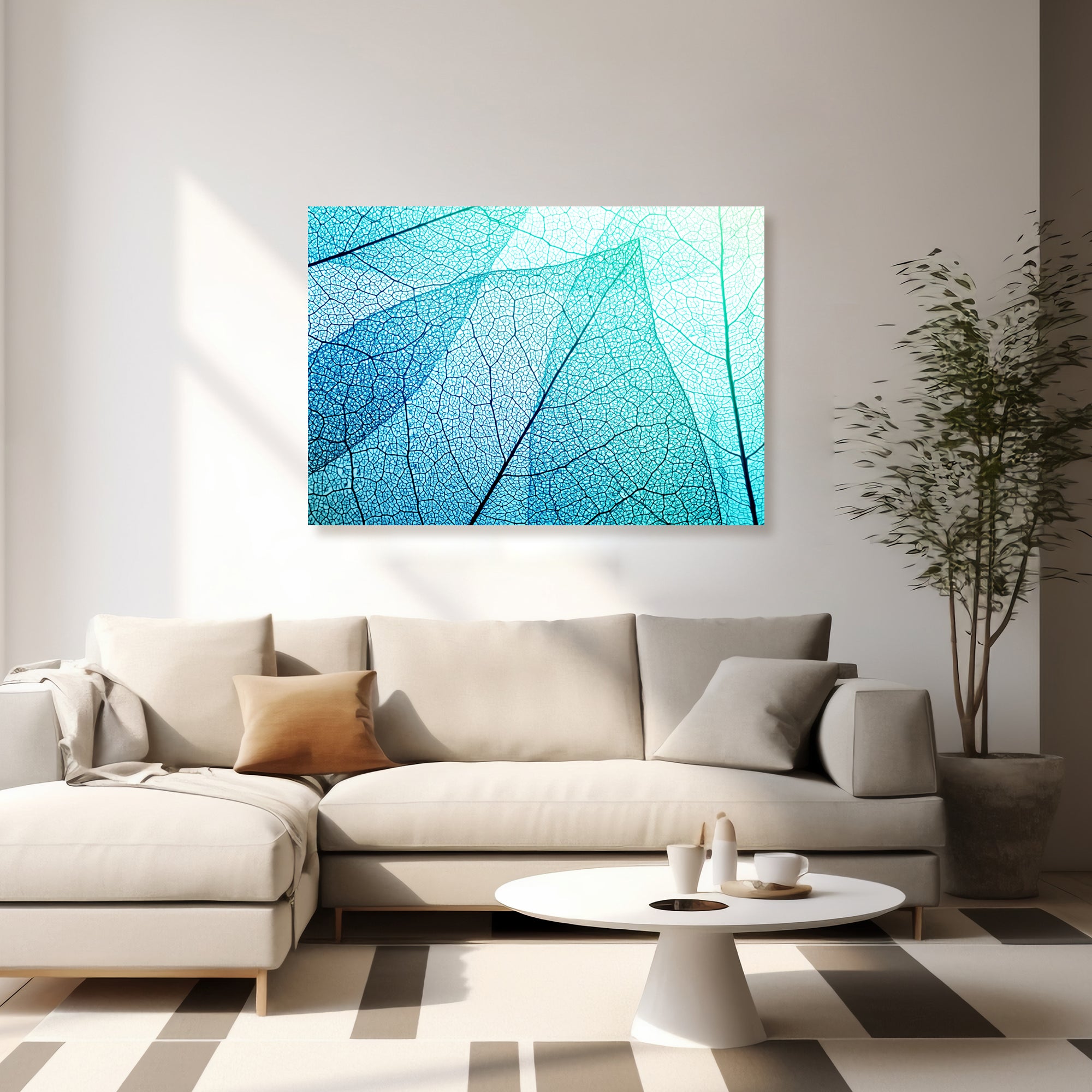 Canva decorativa HOJAS de color azul 70x100 cm | Leroy Merlin