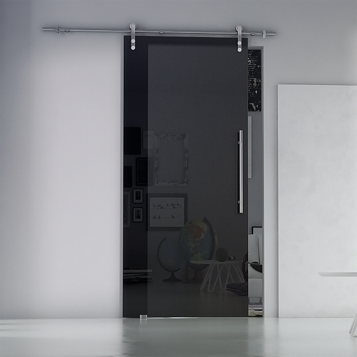 Porta scorrevole Fumè satin, L 96 x H 215 cm, con binario Lux | Leroy ...