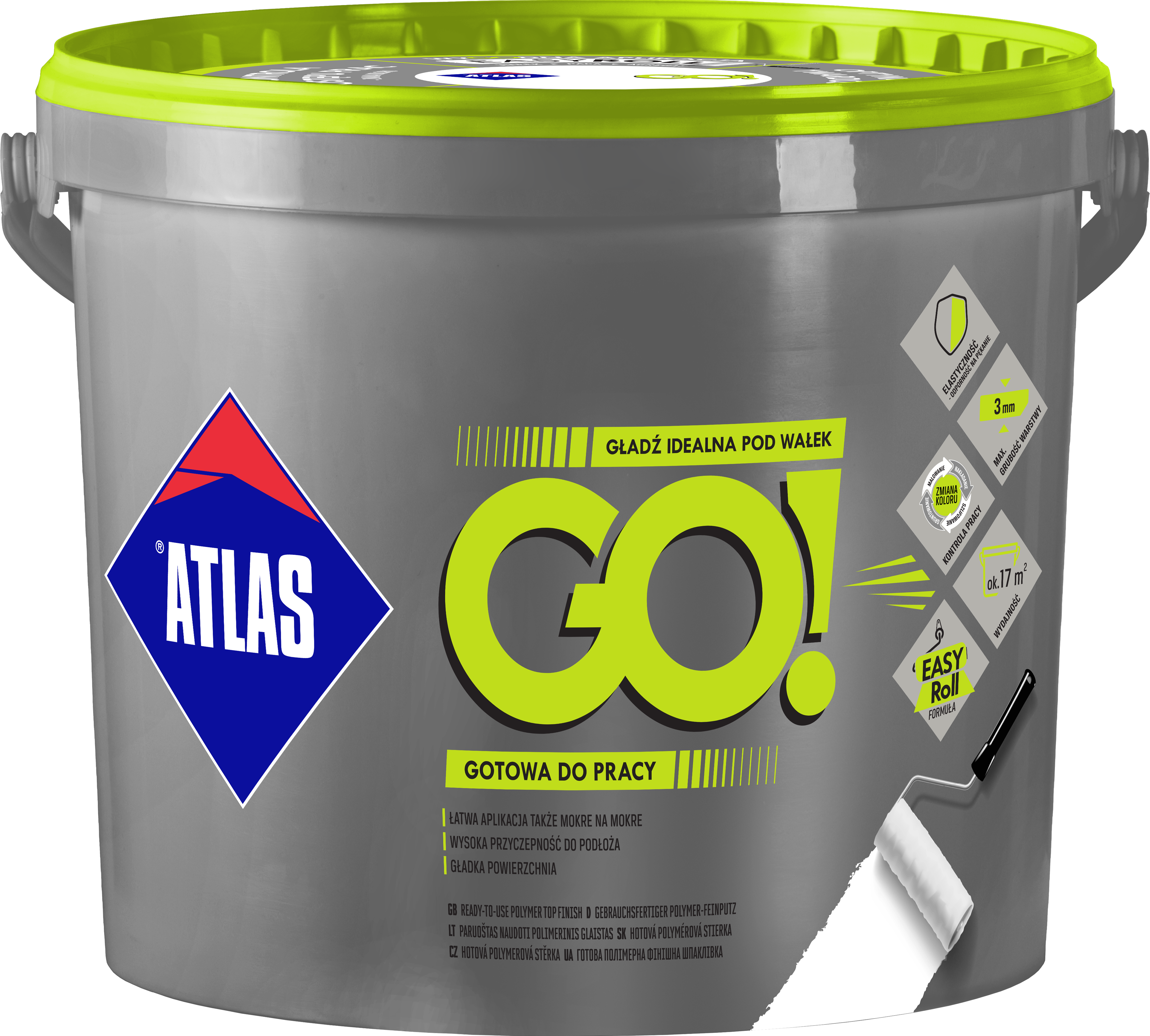 Gotowa gładź szpachlowa pod wałek ATLAS GO! 25 kg - Leroy Merlin