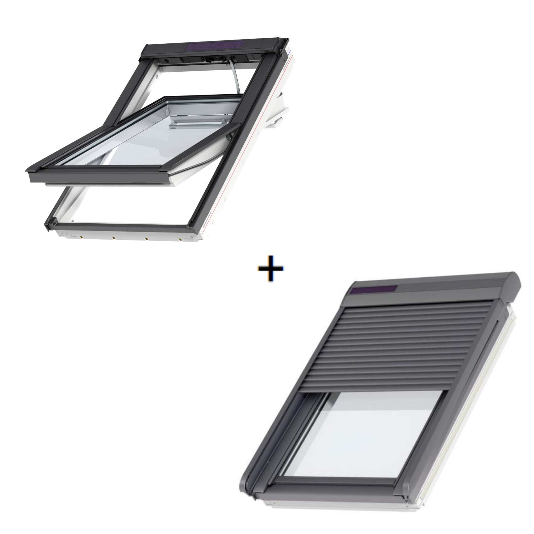 VELUX avec volet roulant solaire 78x98 confort Whitefinish à rotation ...