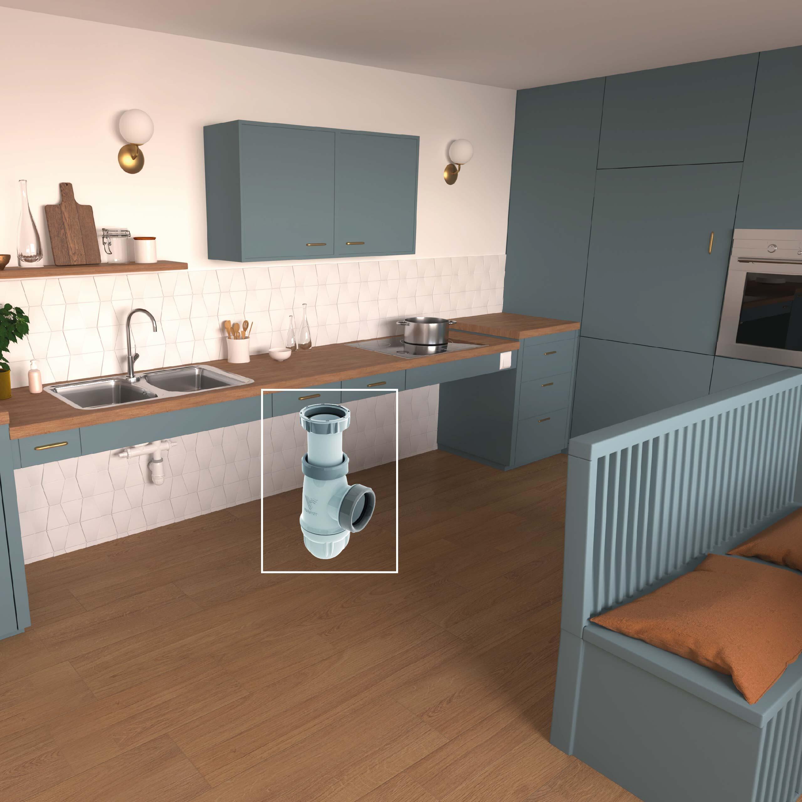 Siphon pour évier 1 cuve, Diam.1" 1/2 (40mm), VALENTIN | Leroy Merlin