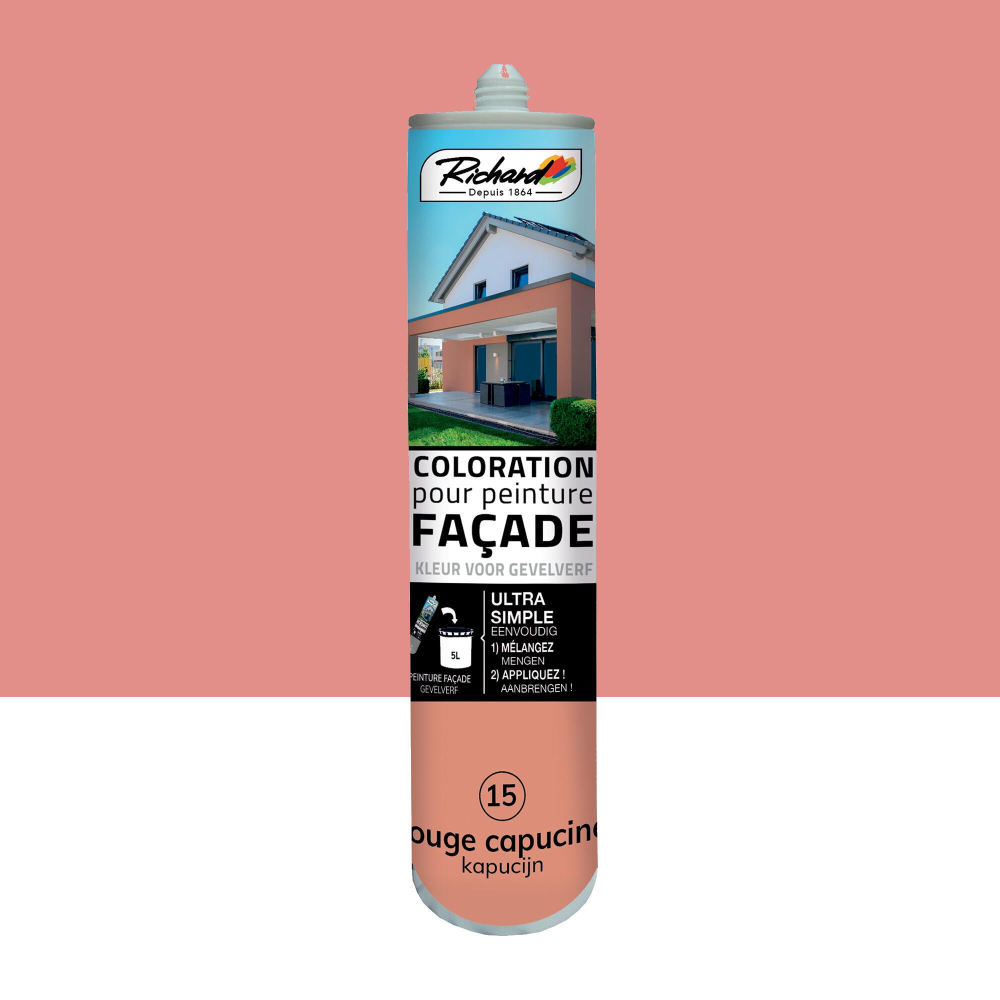 Colorant peinture façade RICHARD 300 ml rouge capucine 15 | Leroy Merlin