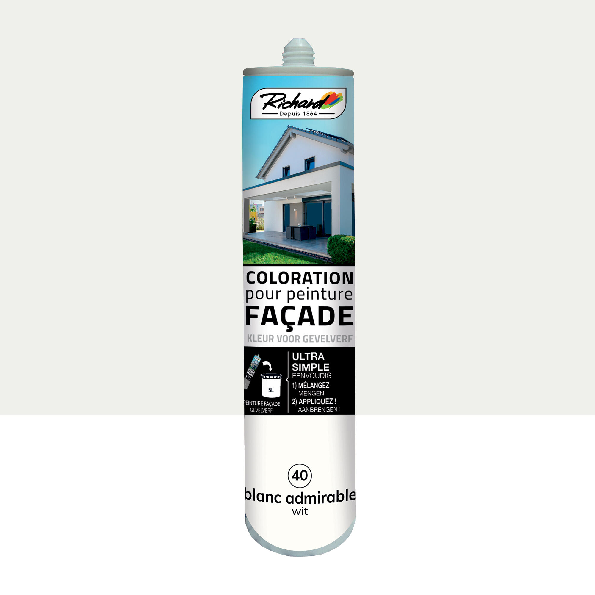 Colorant peinture façade RICHARD 300 ml blanc admirable 40 | Leroy Merlin
