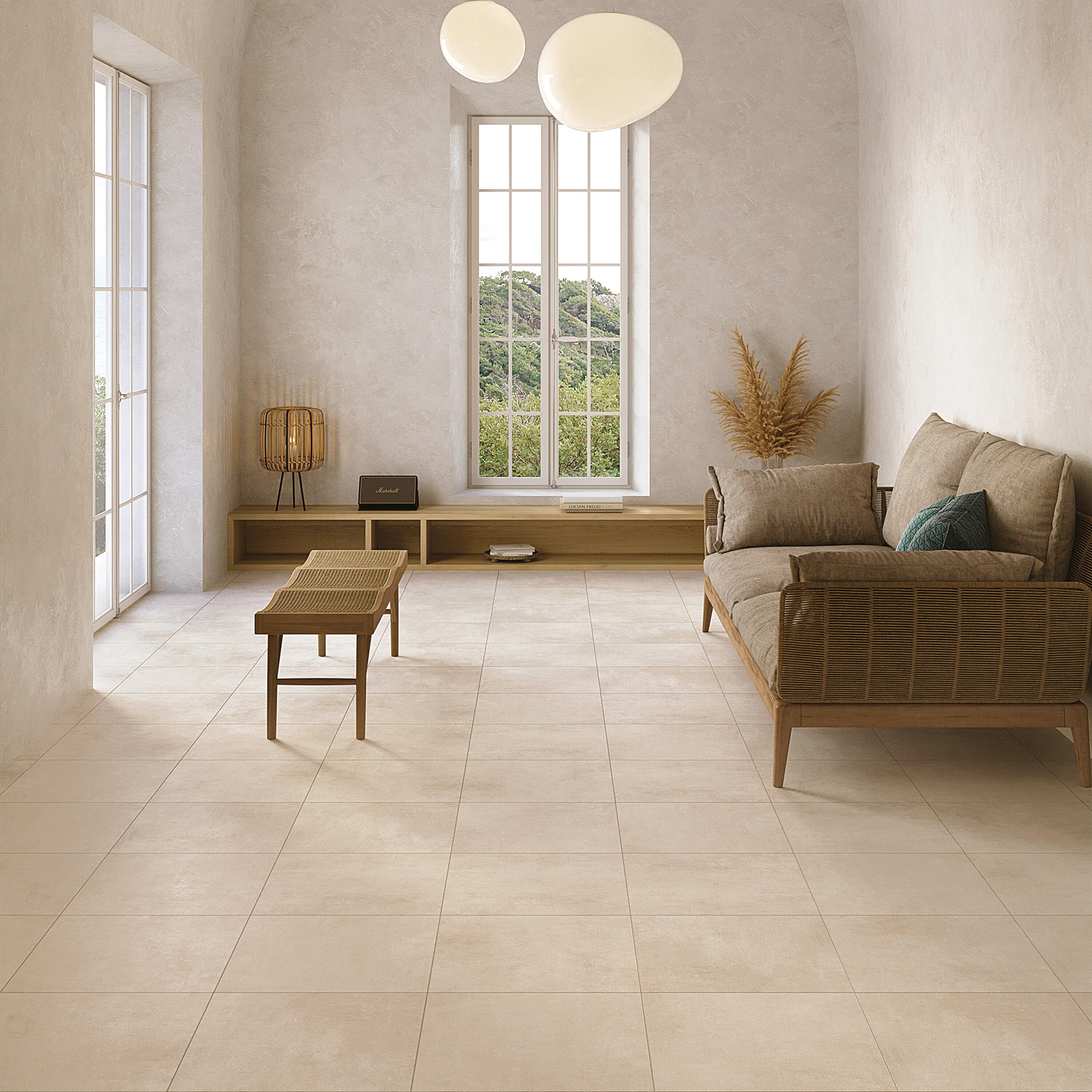 Carrelage sol effet béton beige Jumbo l.45 x L.45 cm | Leroy Merlin