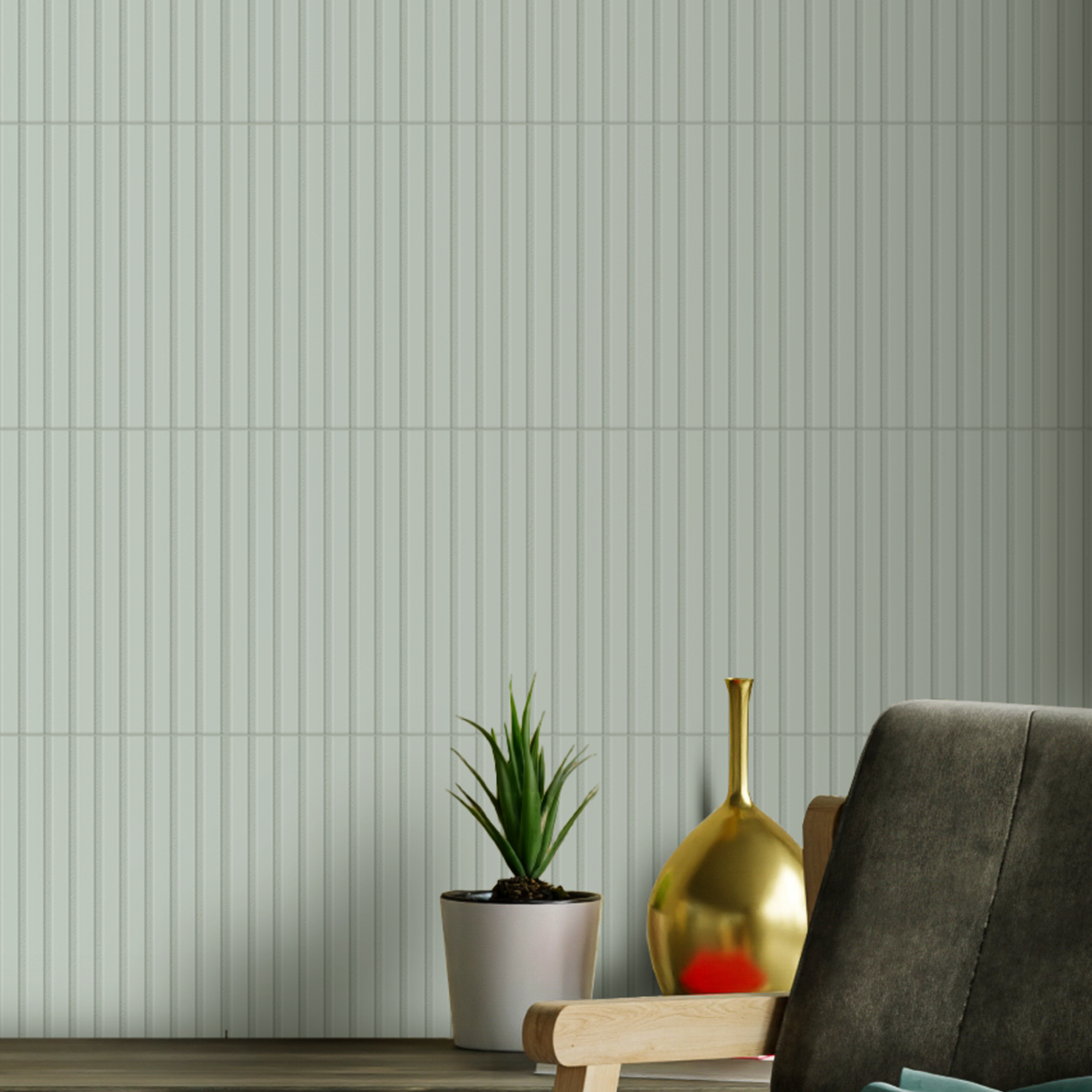 Carrelage mur intérieur effet relief strié sauge Arctic l.30 x L.90 cm ...