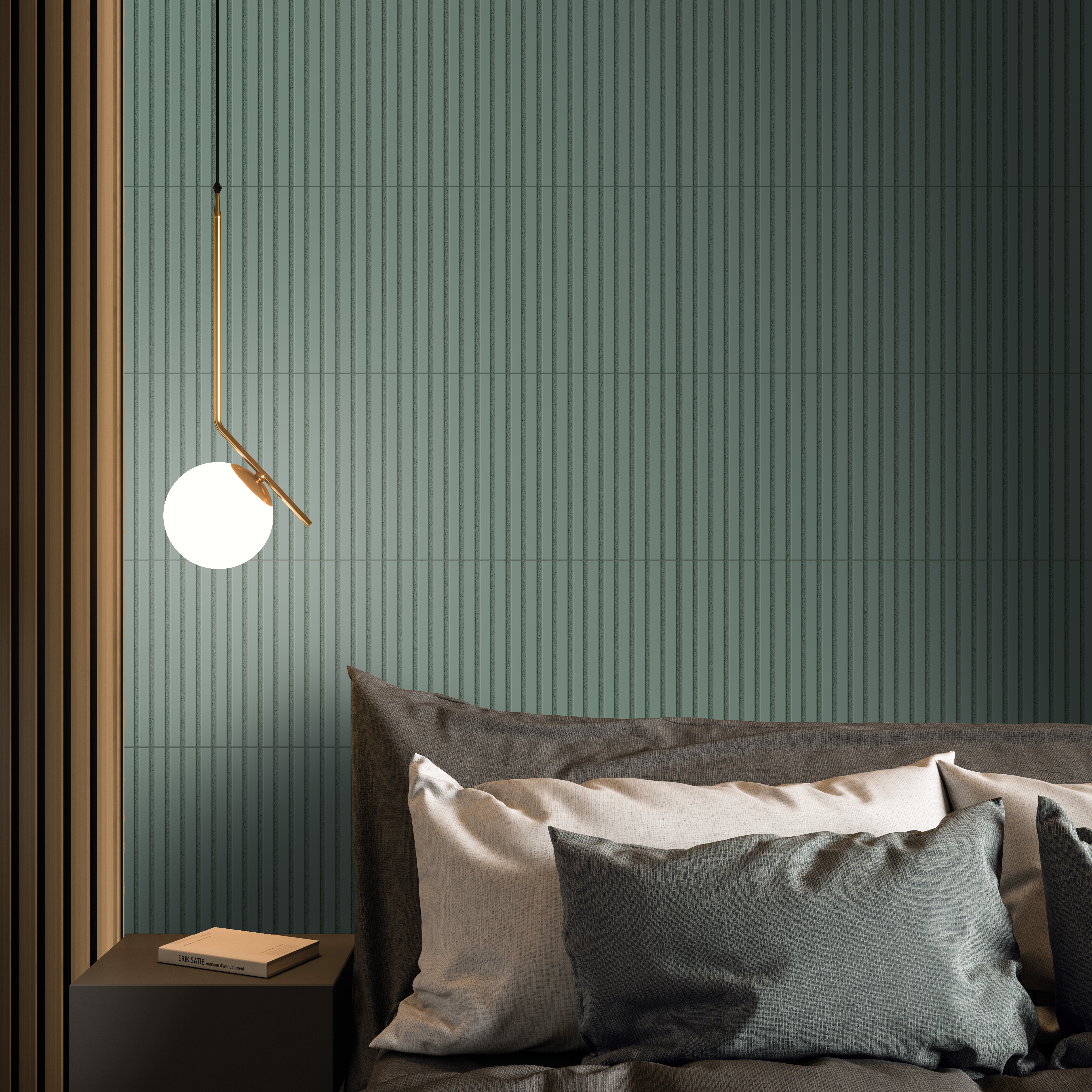 Carrelage mur int effet relief strié vert botanic Arctic l.30 x L.90 cm ...