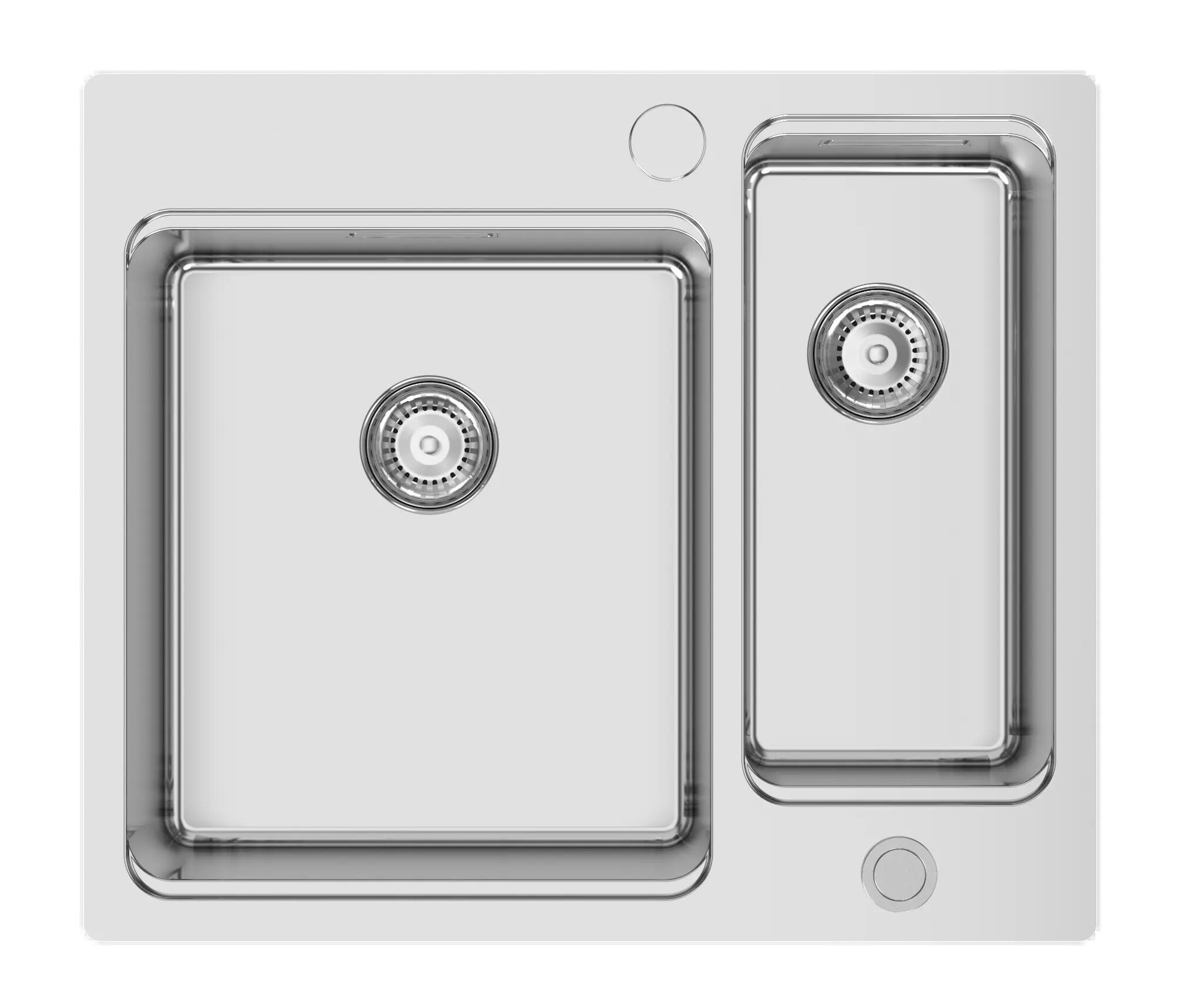 Lavello semincasso 2 vasche in inox argento RODI Una Reverse 60 L 50.5 ...