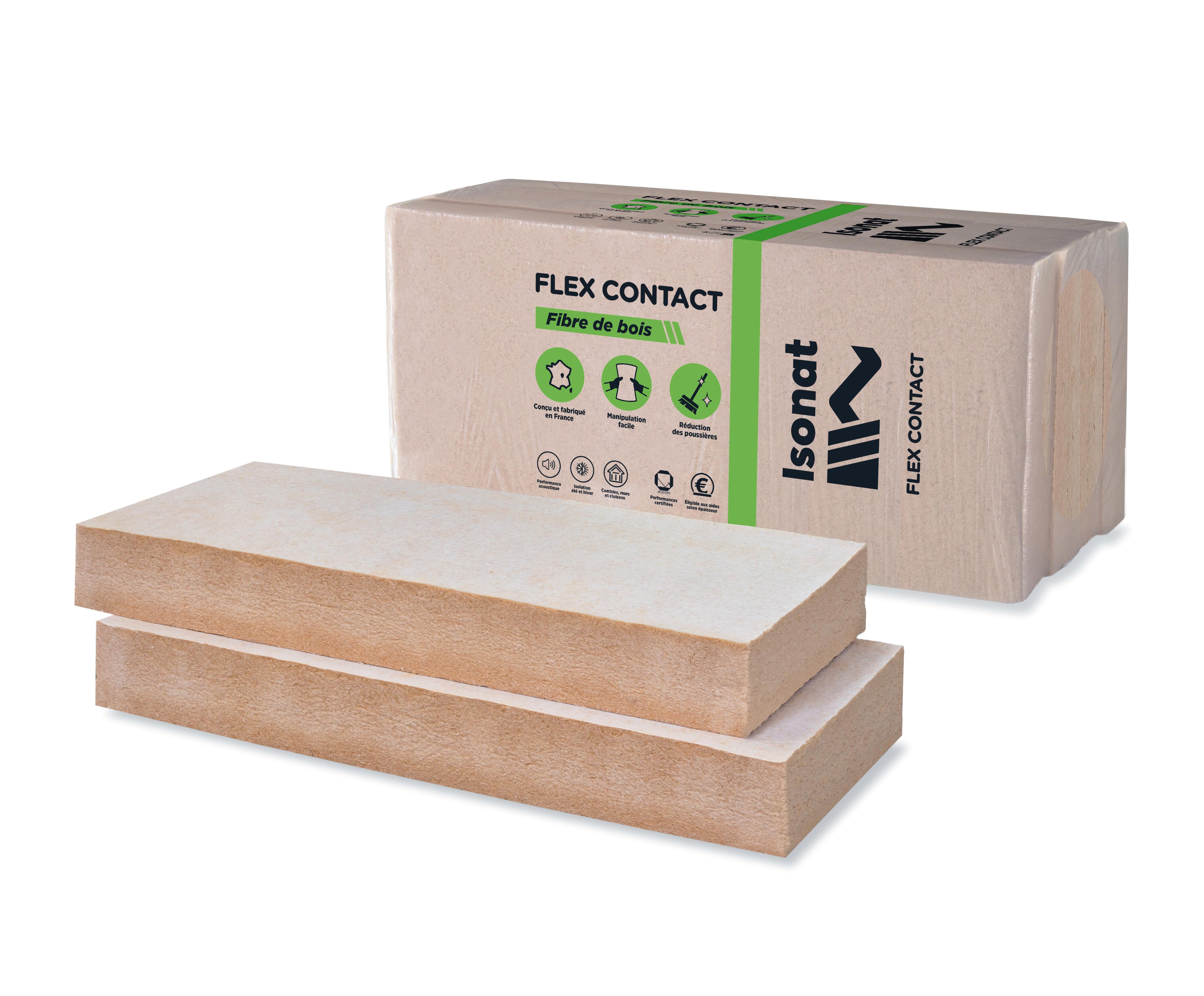 10 panneaux isolants en fibre de bois ISOVER Flex 55, Ep.60mm, 1.22x0 ...