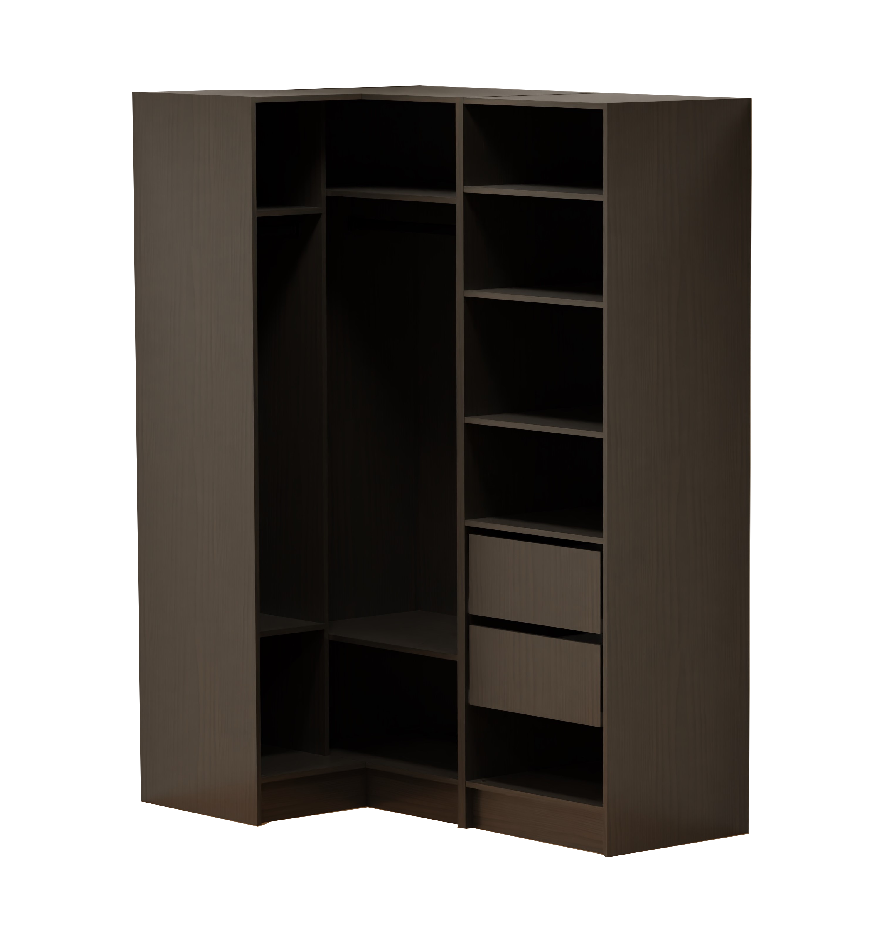 Dressing d'angle SPACEO Evo'M chêne noir H.204.8 x l.140 x P.54 cm ...