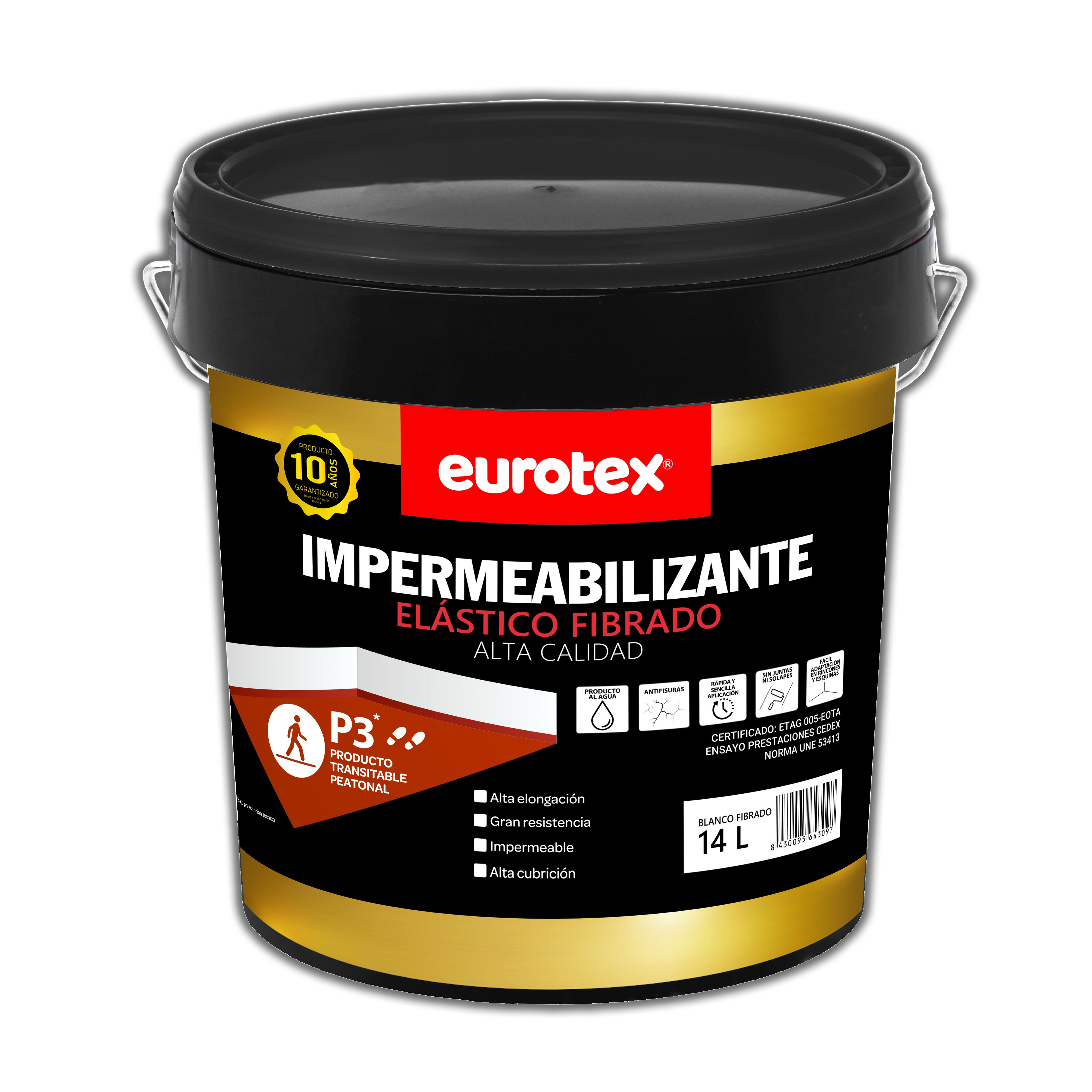 Impermeabilizante altas prestaciones fibra EUROTEX 14L blanco | Leroy ...
