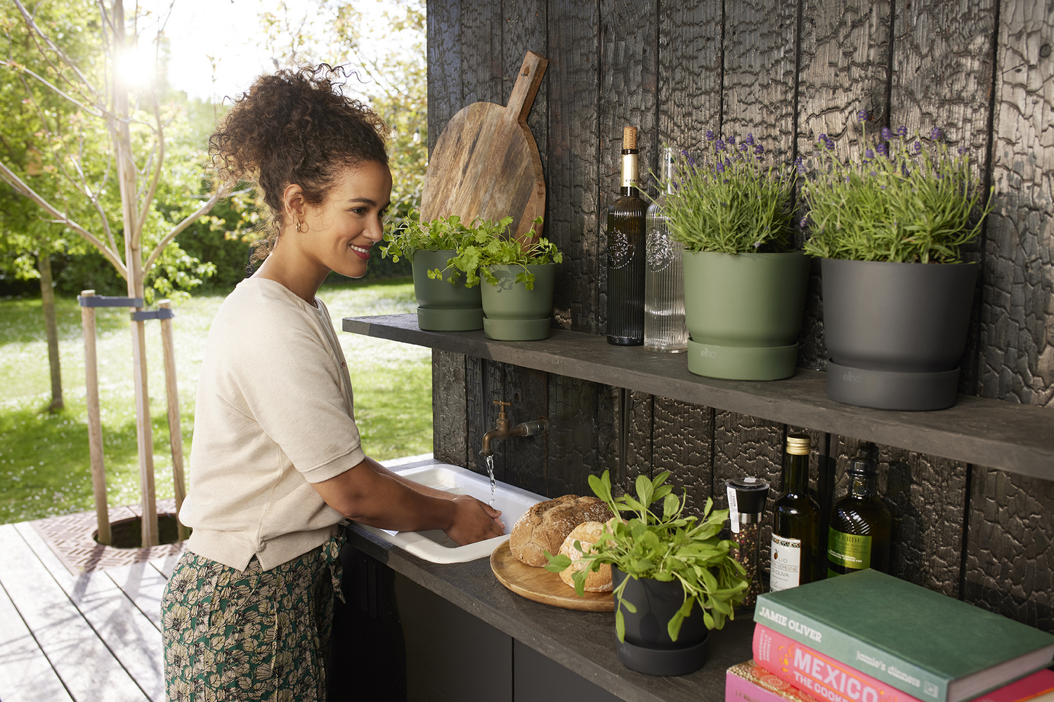 Pot ELHO Greenville rond vert, Diam14 | Leroy Merlin