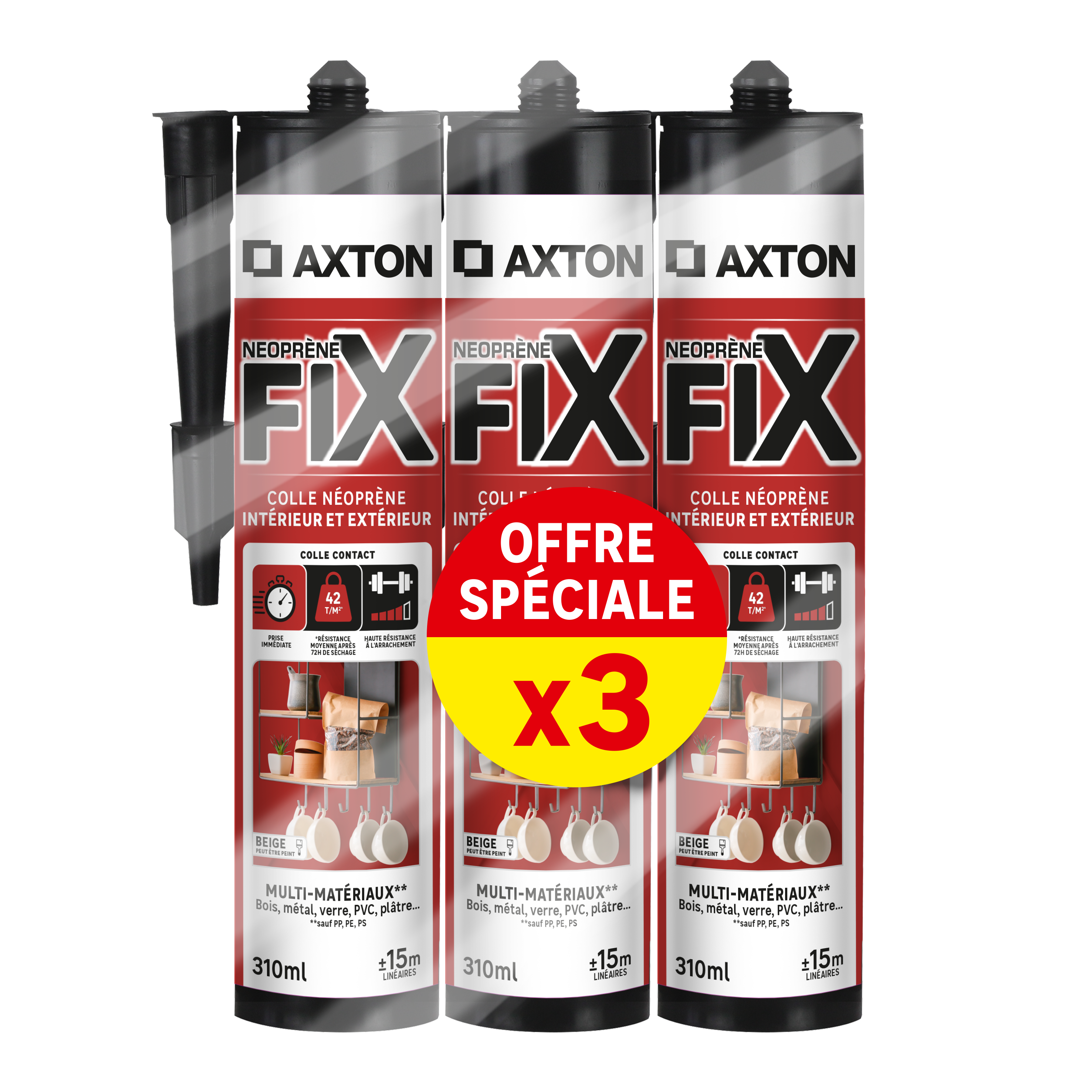 Lot de 3 colle de fixation pâte néoprène Intérieur/extérieur AXTON ...