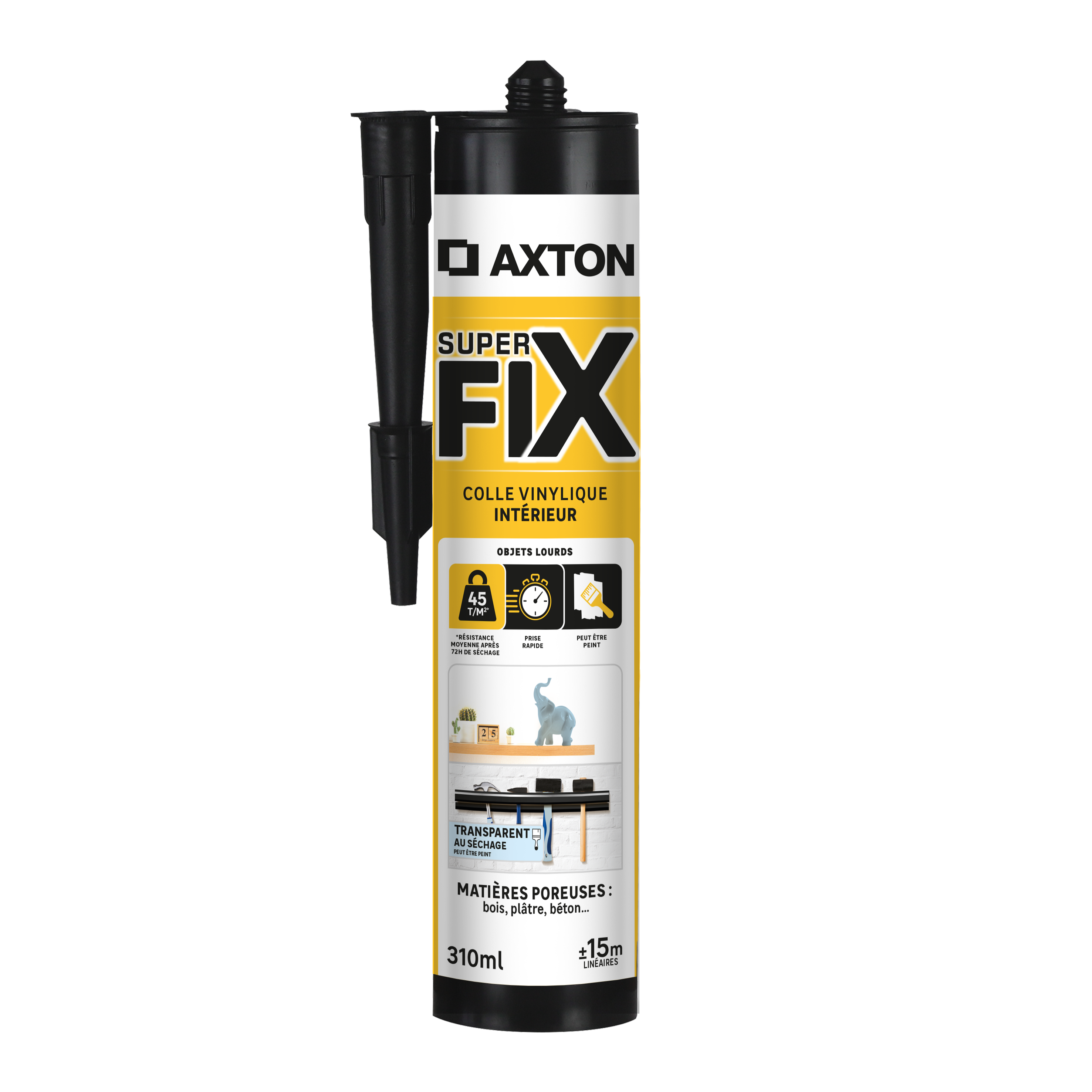 Colle de fixation pâte acrylique Superfix AXTON, 310ml transparent | Leroy Merlin